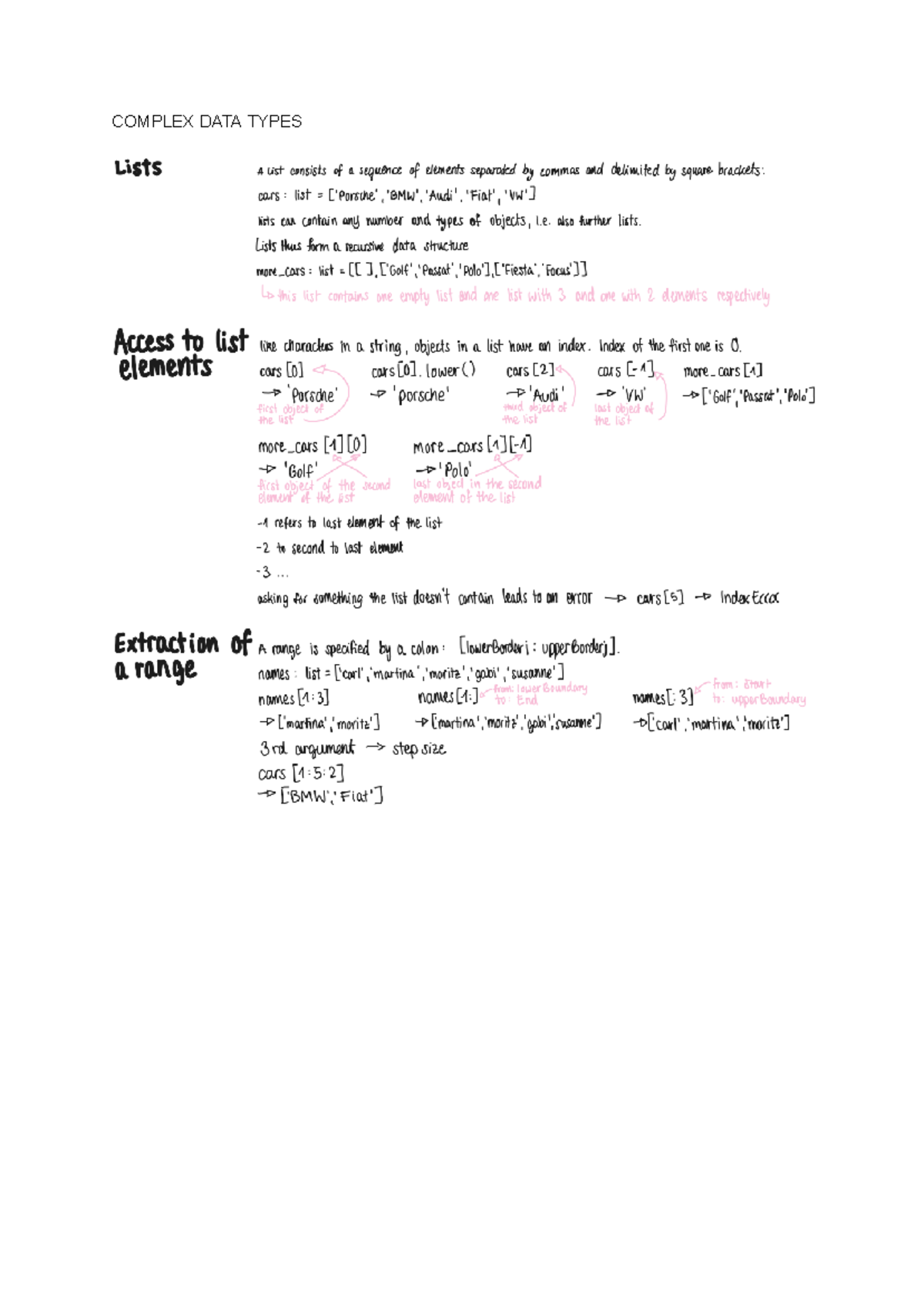 Complex Data Types - Algorithmische Methoden - COMPLEX DATA TYPES - Studocu