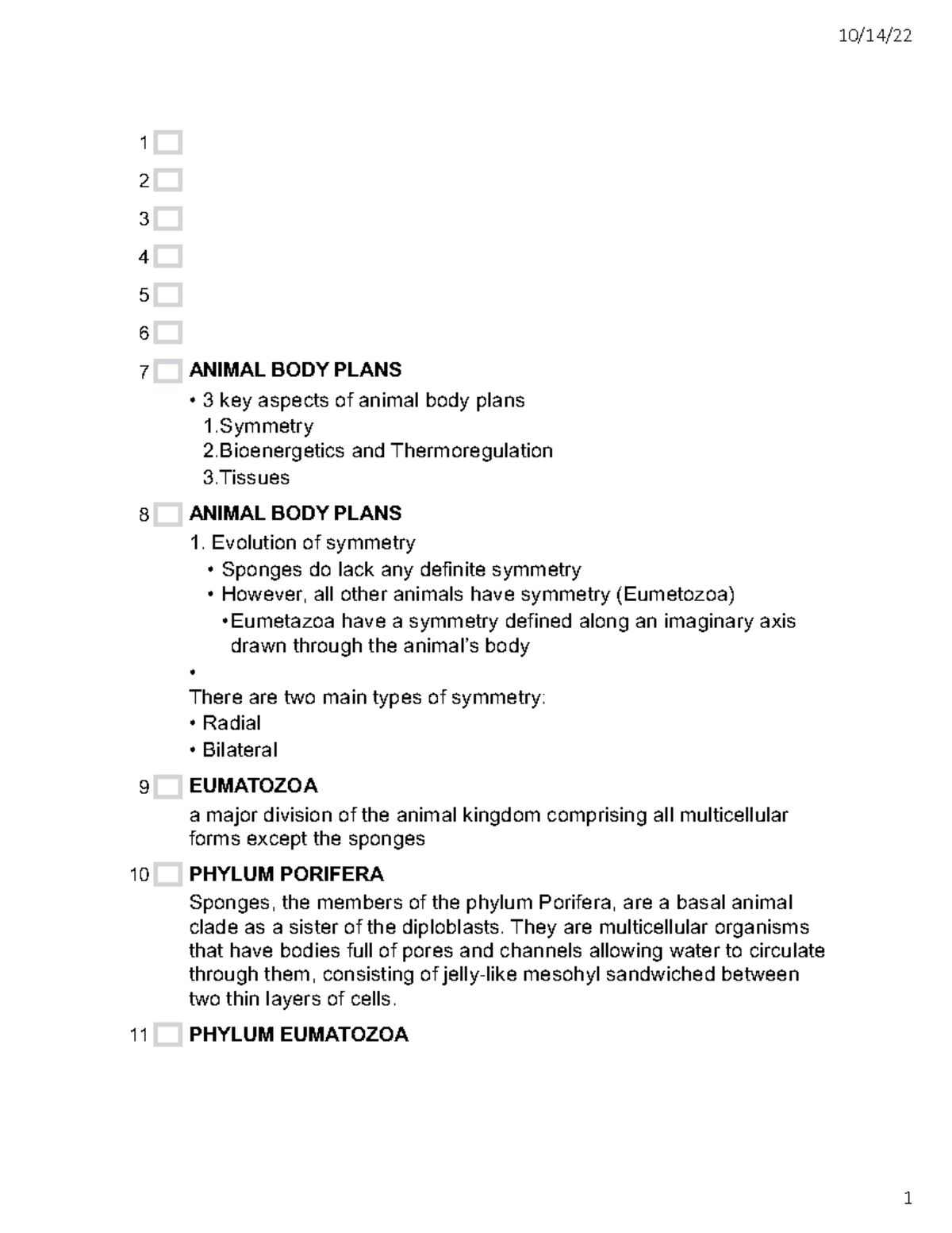 Introduction to Animal Biology PPT - 10/14/ ANIMAL BODY PLANS " 3 key ...