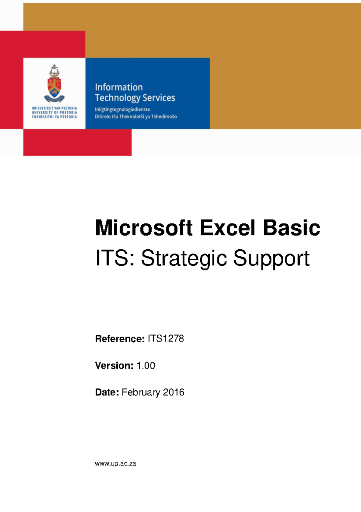 ITS Microsoft Office Excel 2016 Basic - Microsoft Excel Basic ITS ...