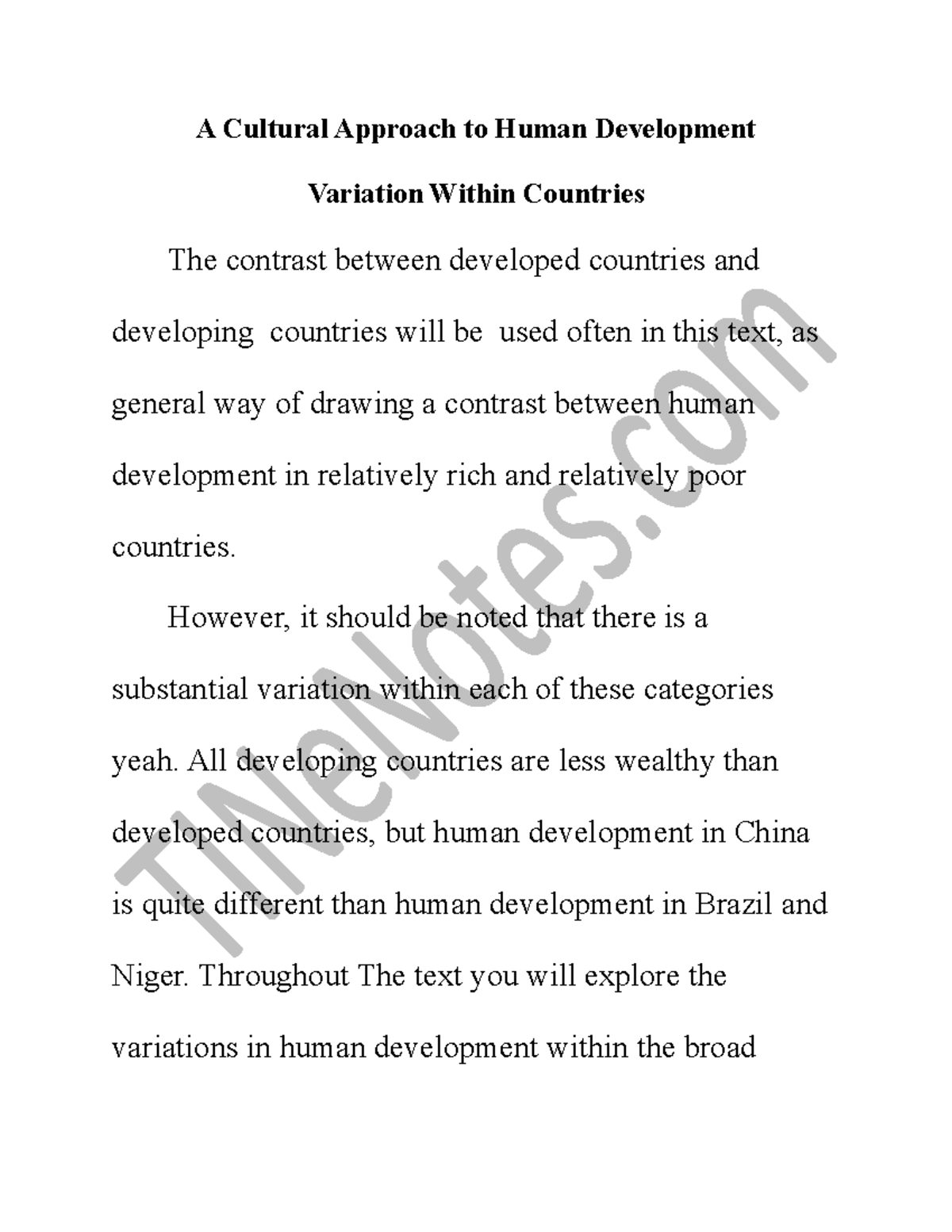 Variation Within Countries - A Cultural Approach to Human Development ...