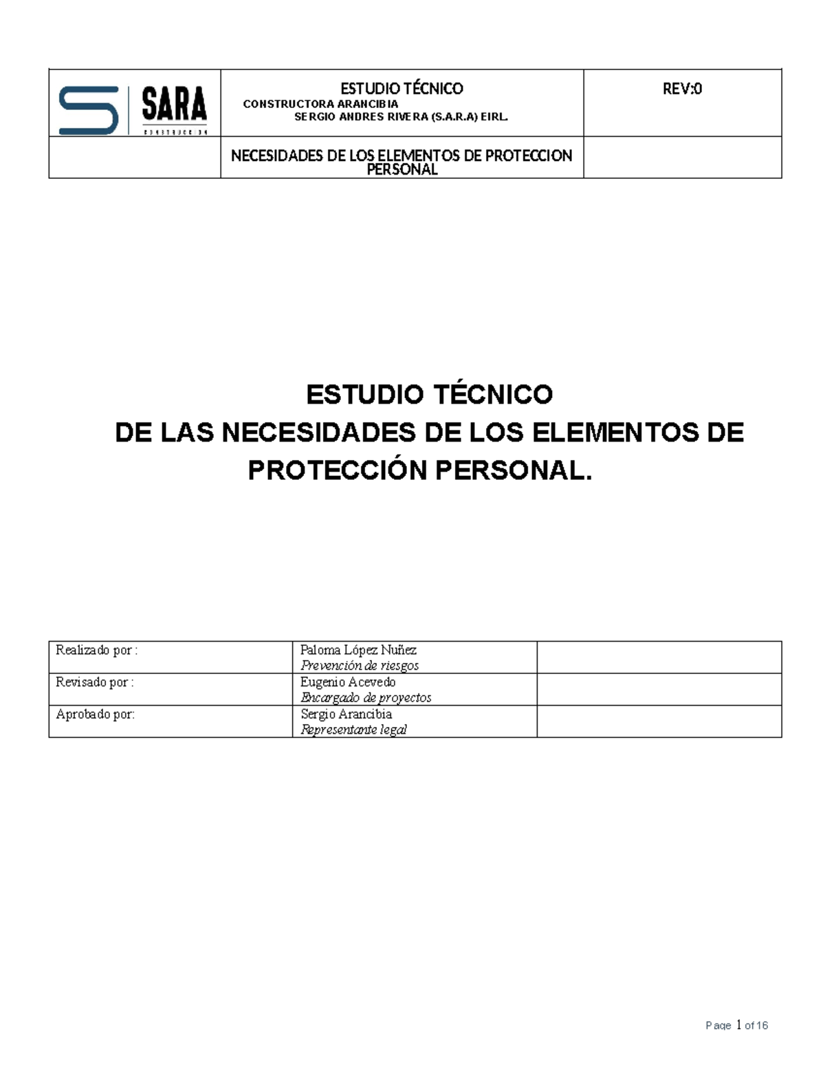 Estudio Tecnico DE Modelo DE EPP - CONSTRUCTORA ARANCIBIA SERGIO ANDRES ...