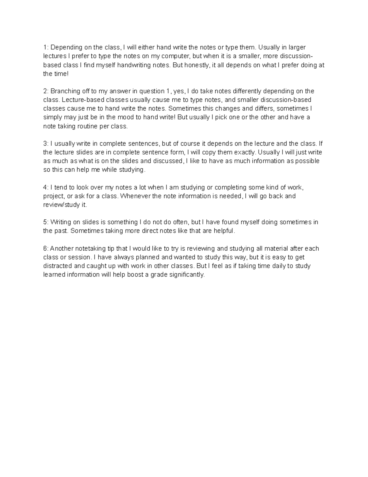 101X Lab Note Taking - Coursework completed in class. - 1: Depending on ...