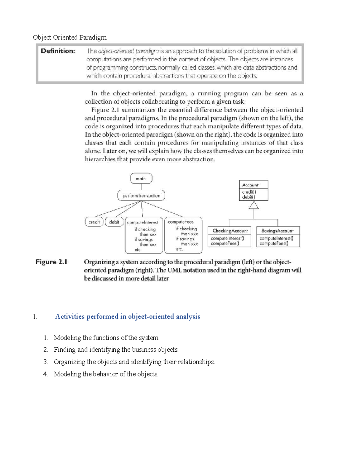 Oosd nischal full - Object Oriented Paradigm 1. Activities performed in ...