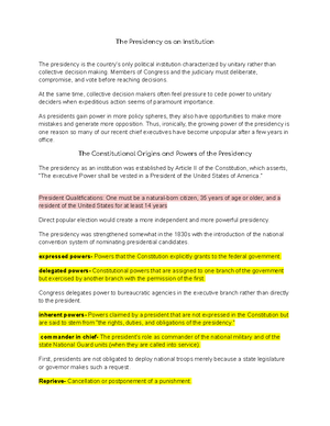 Chap.6 Notes - American Government: Power and Purpose - Congress: The ...