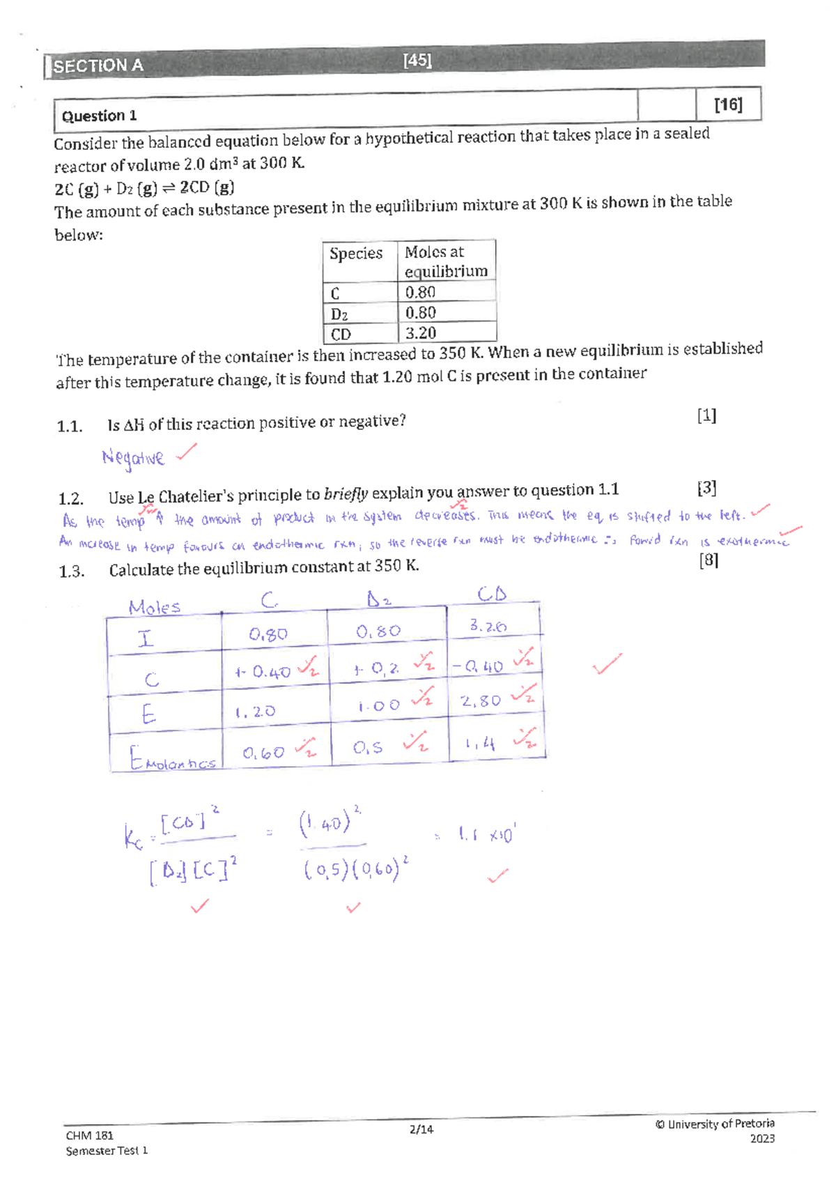 Semester test 1 chm 181 - CHM 181 - Studocu