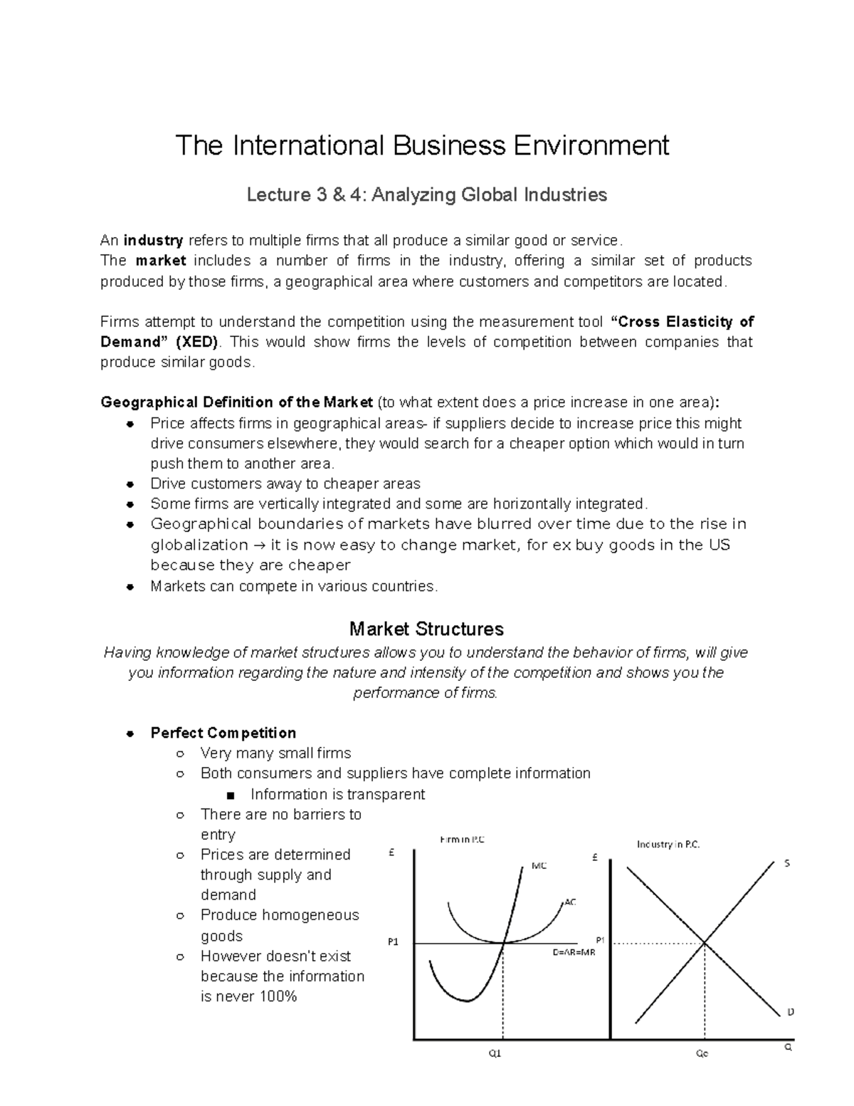 Lecture 3 & 4 Analyzing Global Industries - The International Business ...