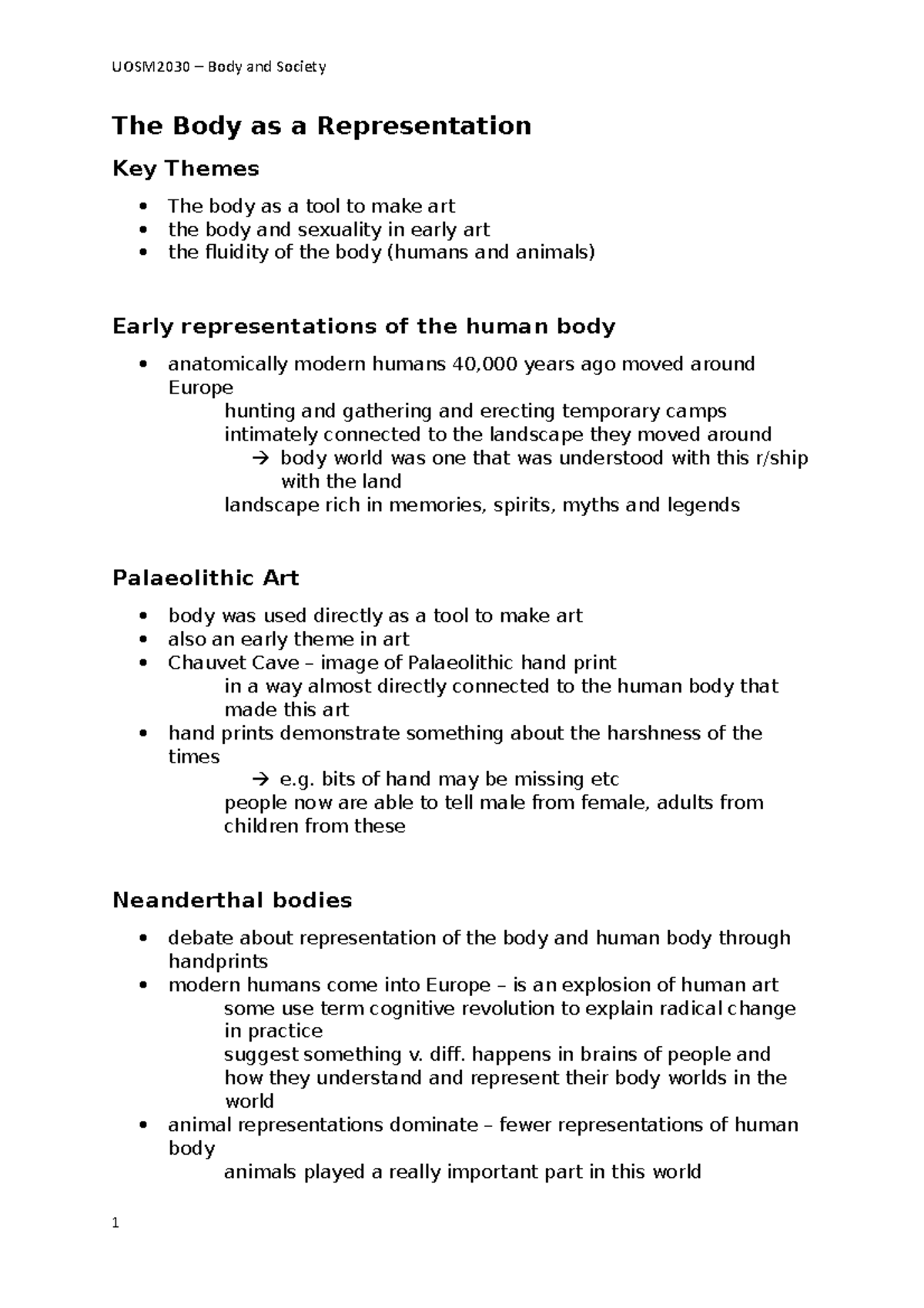 The Body as a Representation - bits of hand may be missing etc people ...