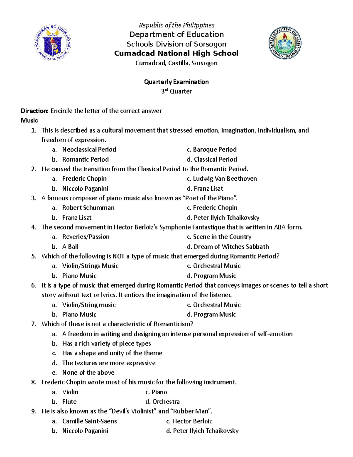 Periodic exam - dwEHGFIjwdhkfuy2iuyefxanskd - Republic of the ...