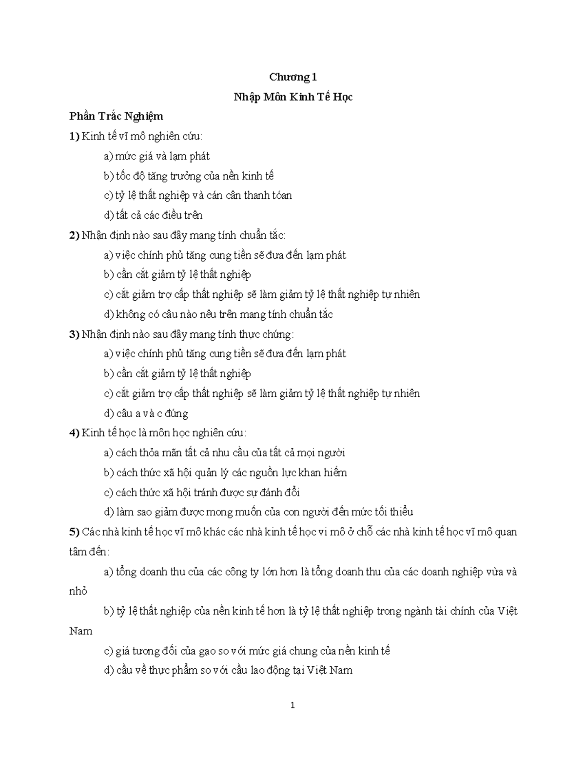 Assignment 2023 - Bài tập KTHDC cô Doang - Chương 1 Nhập Môn Kinh Tế Học Phần Trắc Nghiệm Kinh ...