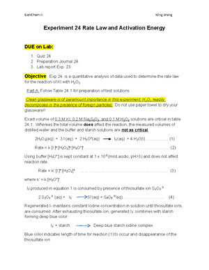 EXP #3 Reaction Rates - gen chem lab II - EXP #3: Reaction Rates ...