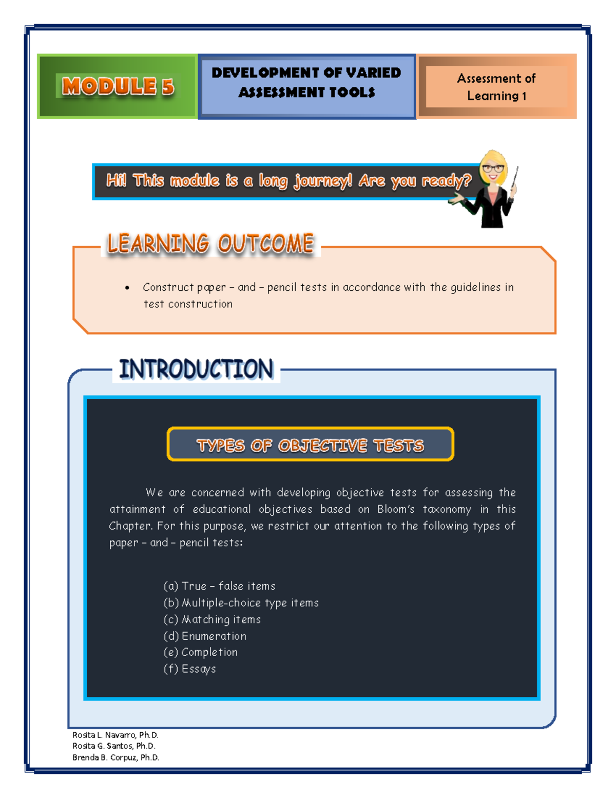 Assessment of Learning Module 1-5 - Assessment of Learning 1 Rosita L ...