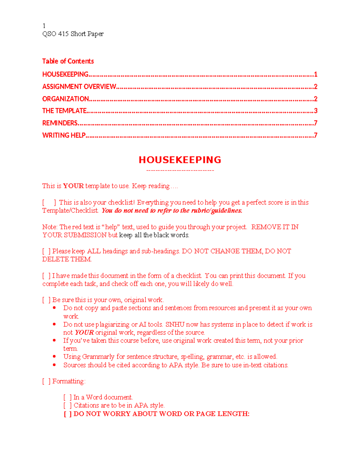 1-2 Short Paper Template - QSO 415 Short Paper Table of Contents - Studocu