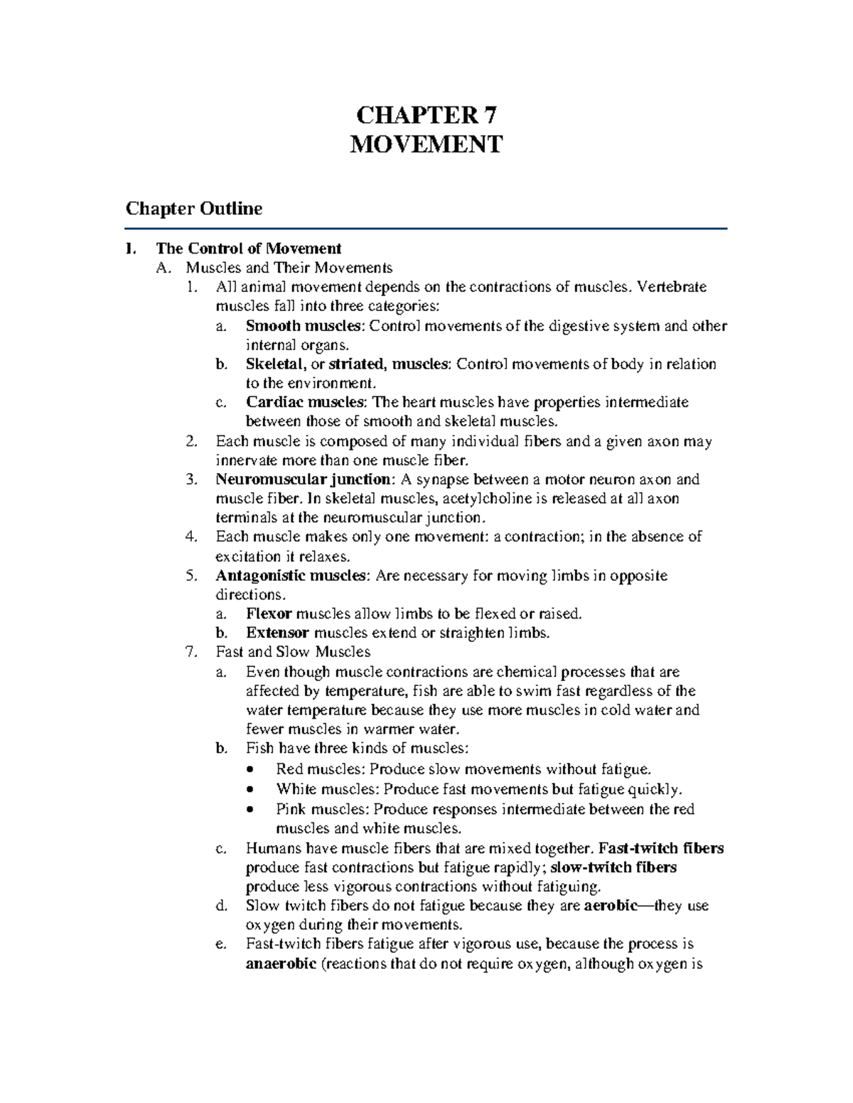 Chapter 7 Outline - notes - CHAPTER 7 MOVEMENT Chapter Outline I. The ...