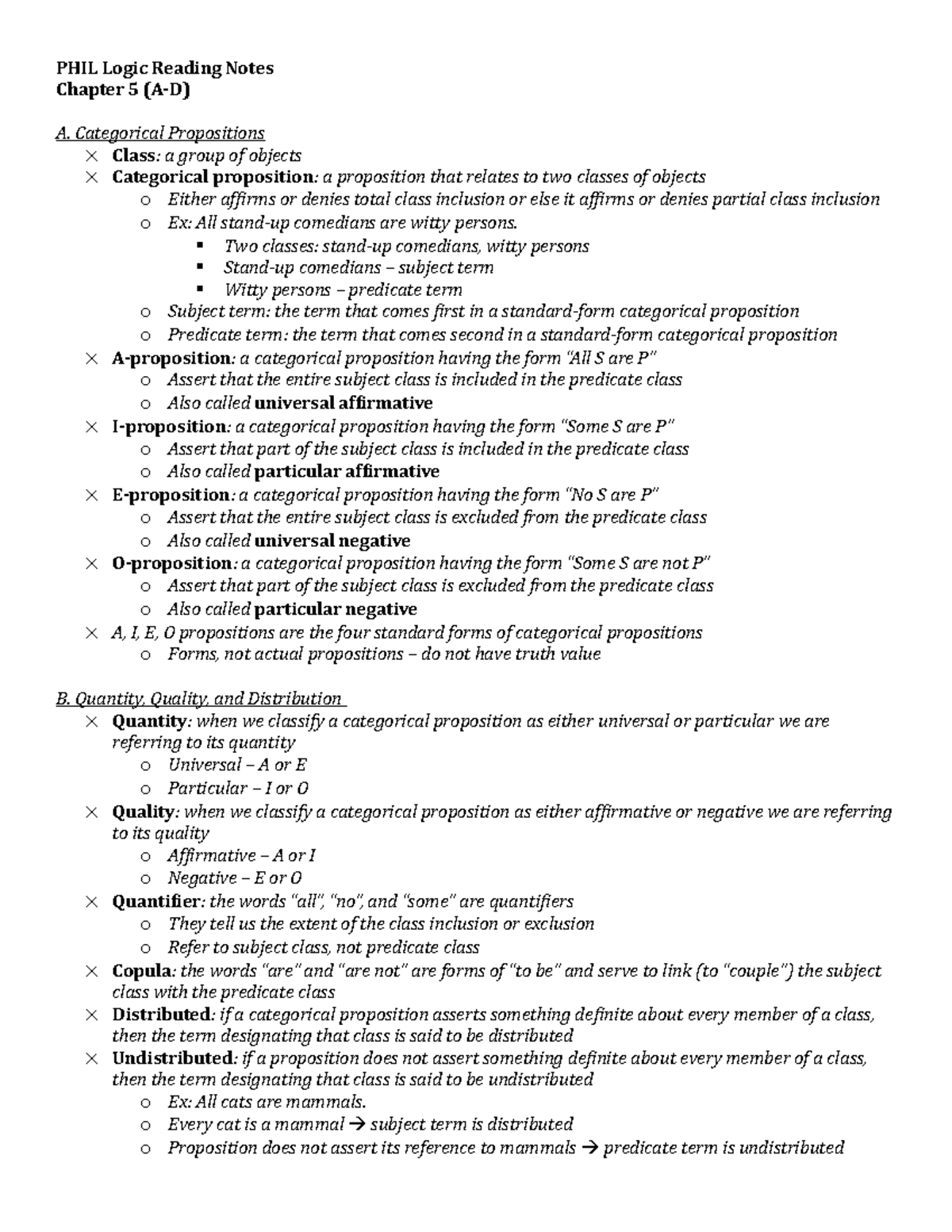 Logic (R) Chapter 5 (A-D) - Categorical Propositions - PHIL Logic ...