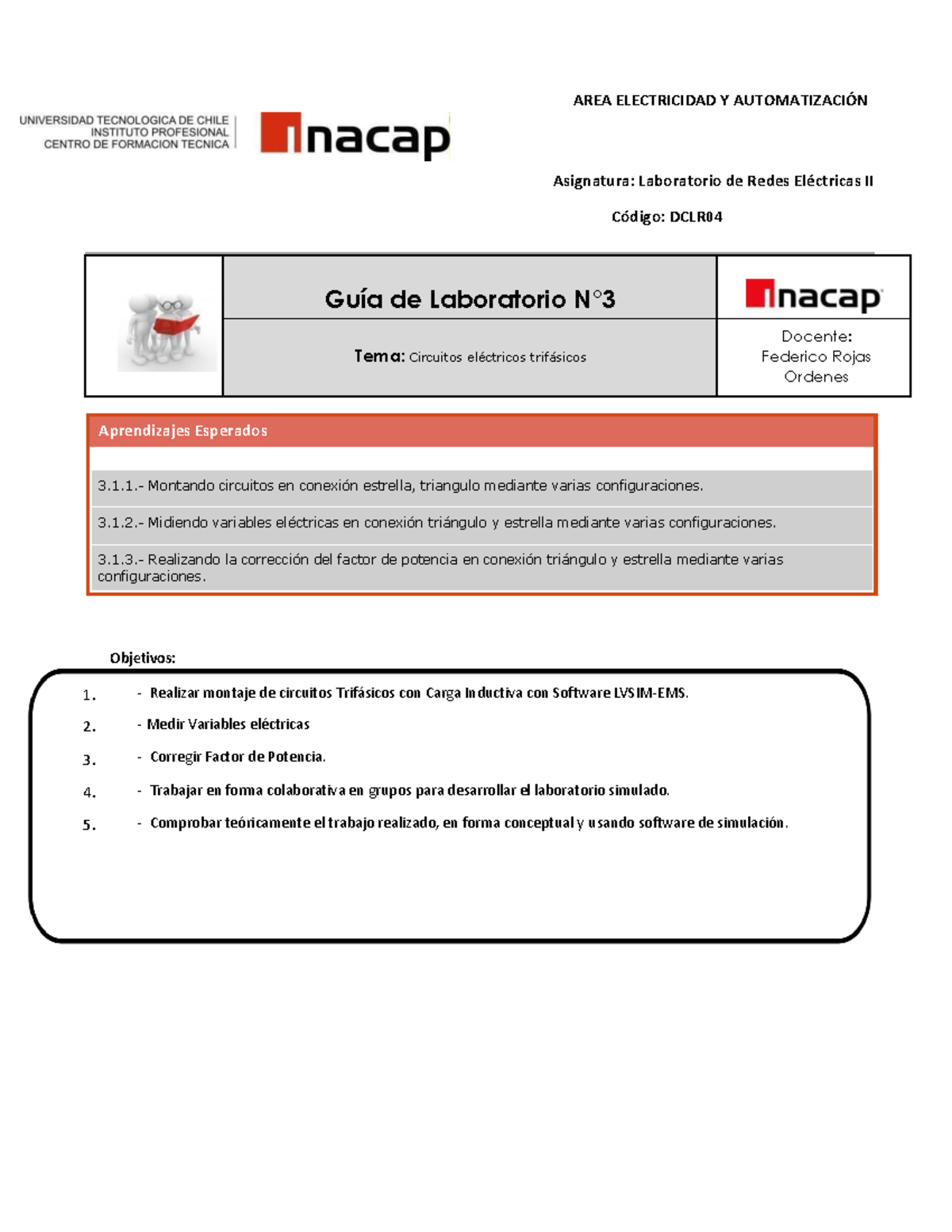 Guía de Laboratorio N° 3 - AREA ELECTRICIDAD Y AUTOMATIZACI”N ...