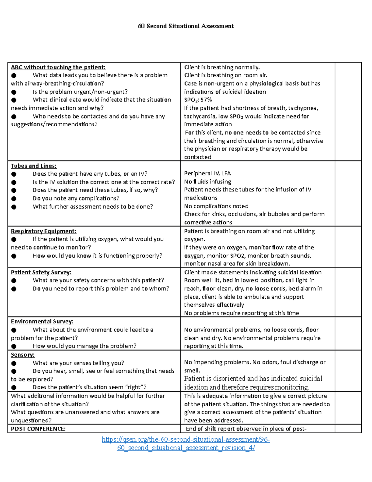 60 SEC 2 - CLINICAL SITUATIONAL ASSESSMENT - 60 Second Situational ...