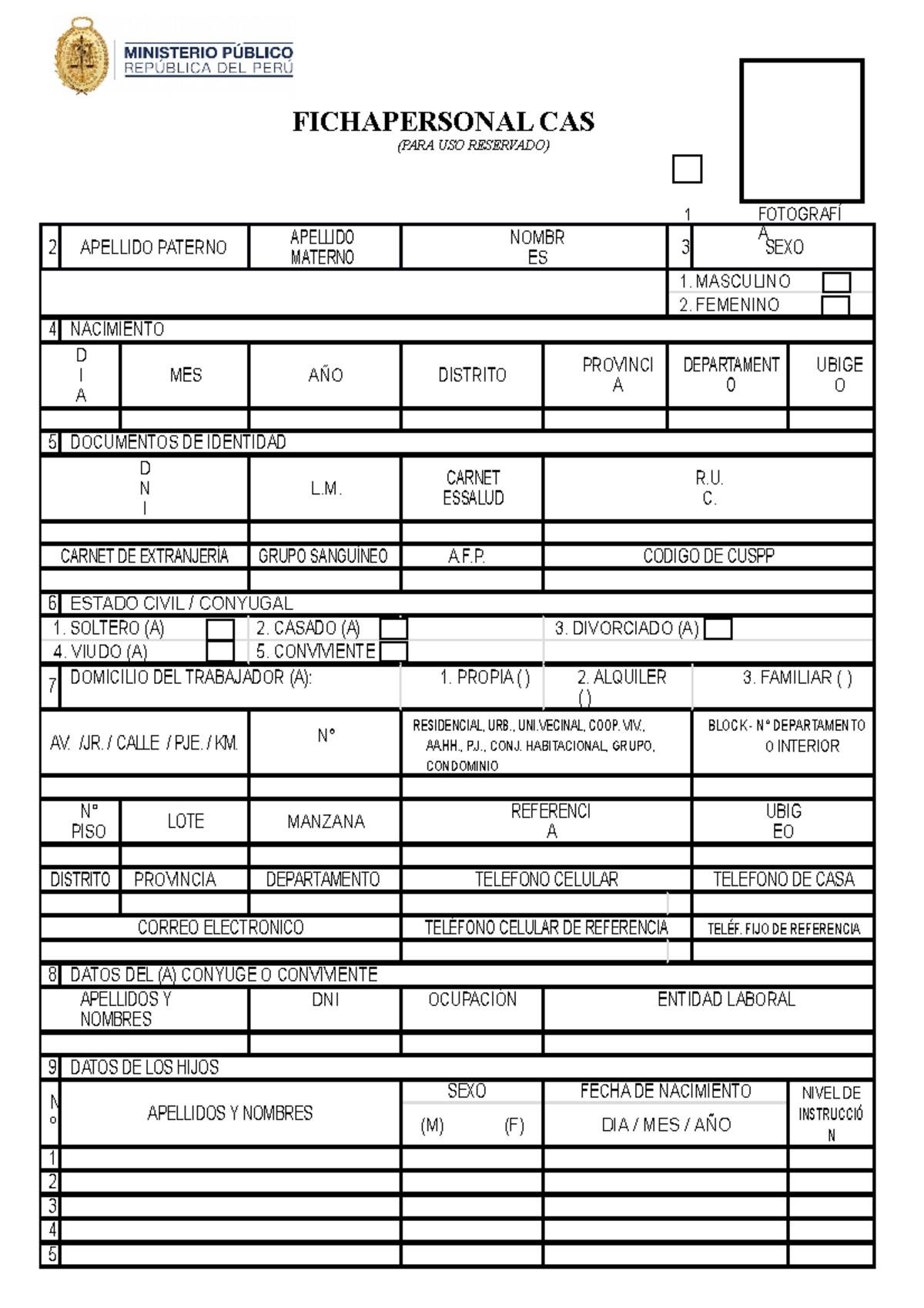 Fichas CAS Actualizada Incluye Conadis modificado - FICHAPERSONAL CAS (PARA USO RESERVADO) 2 ...