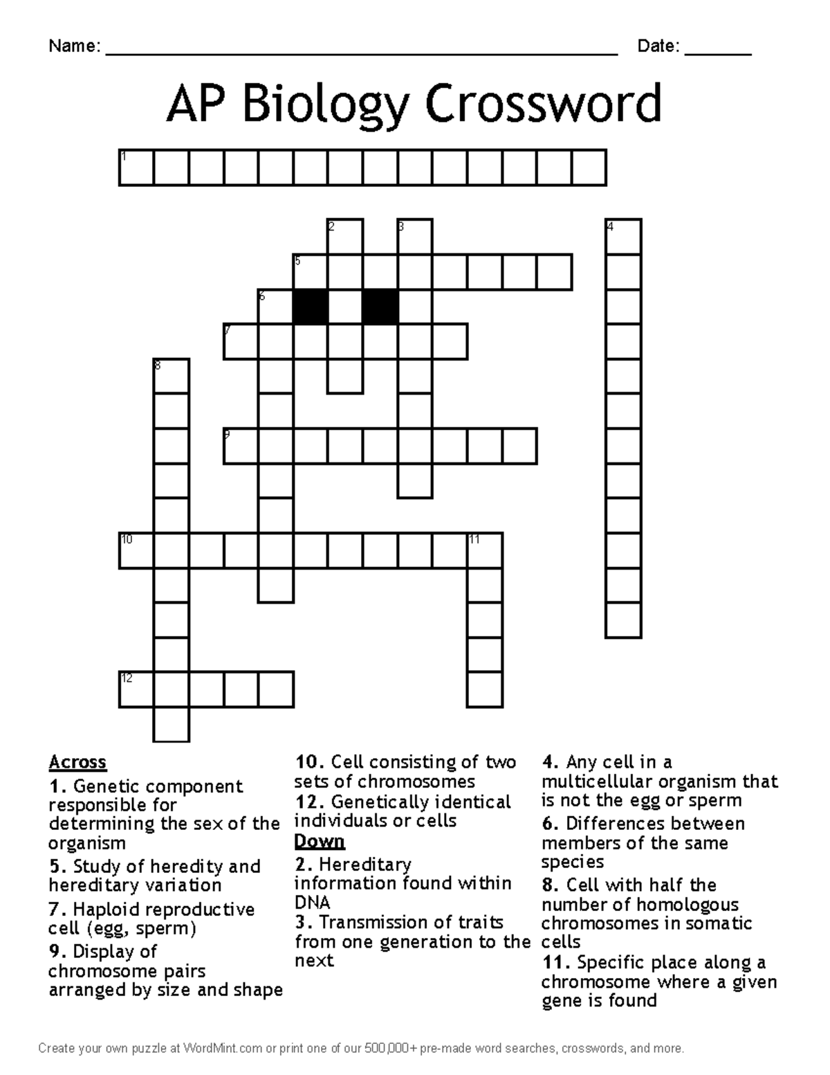 AP Biology Crossword c6249 6162e28e - Create your own puzzle at ...