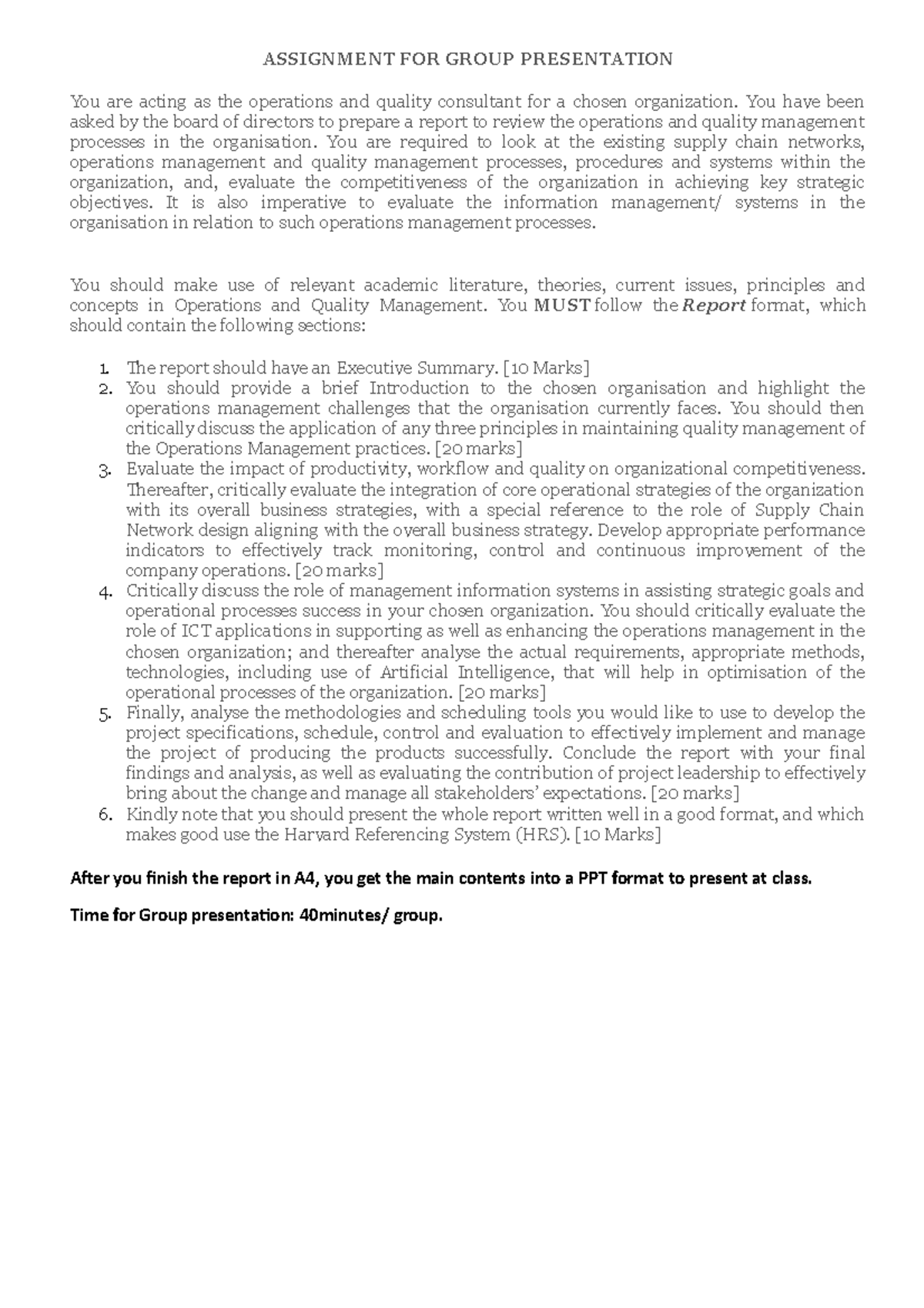 Topic for Group Presentation - ASSIGNMENT FOR GROUP PRESENTATION You ...