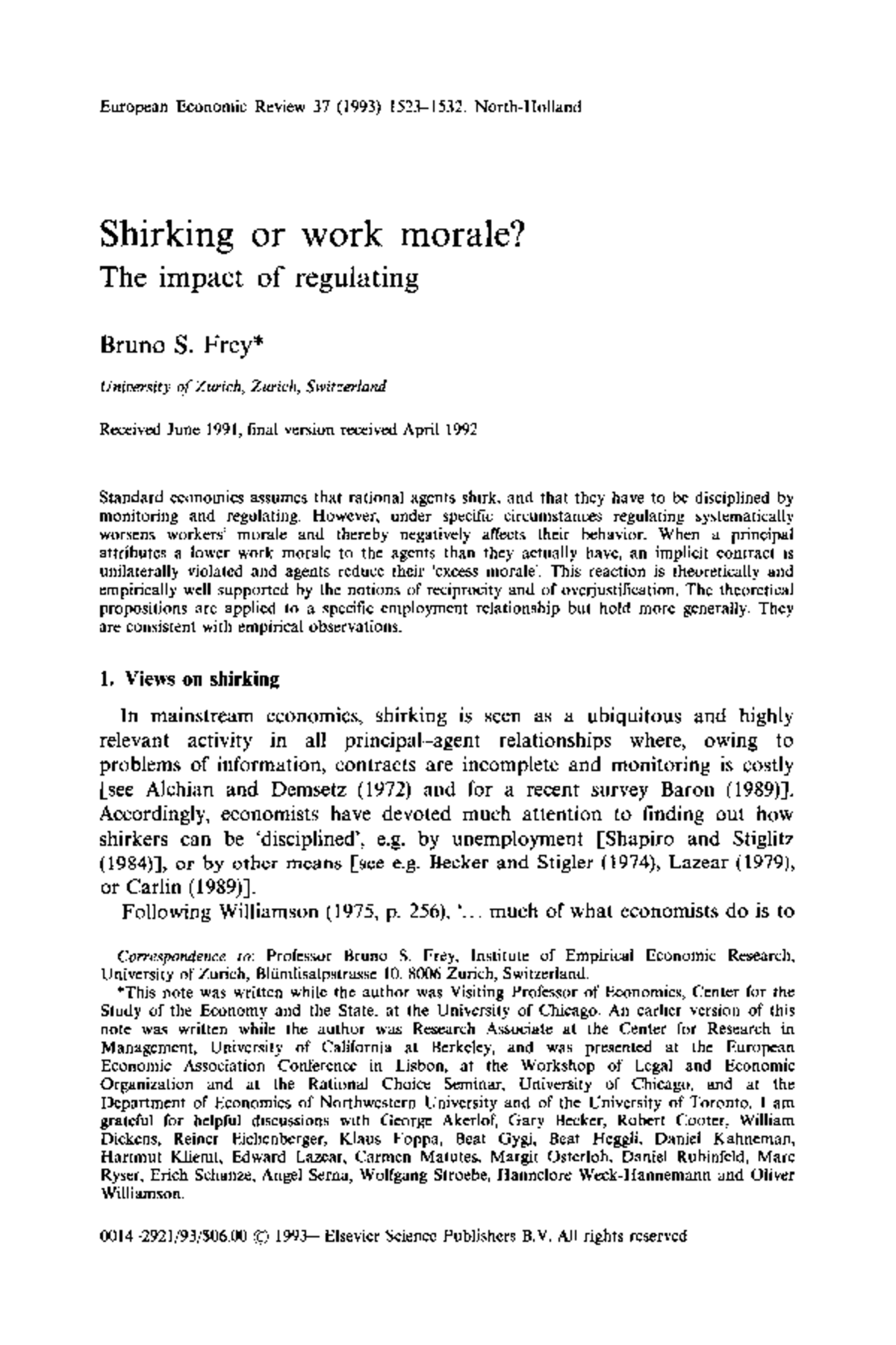 Verplichte literatuur- : Frey shirking or work morale - European ...