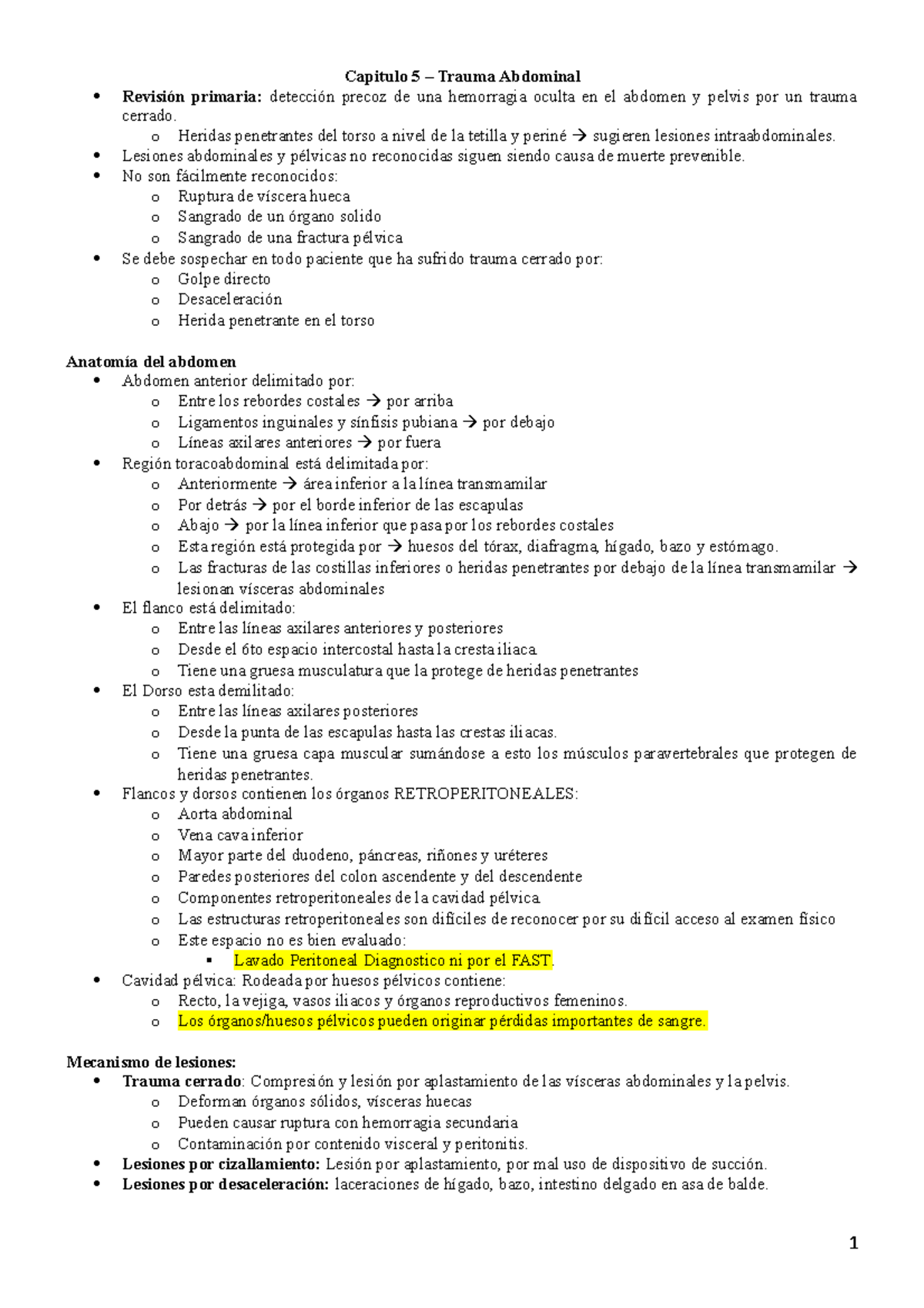 Capitulo 5 – Trauma Abdominal - Capitulo 5 – Trauma Abdominal Revisión ...