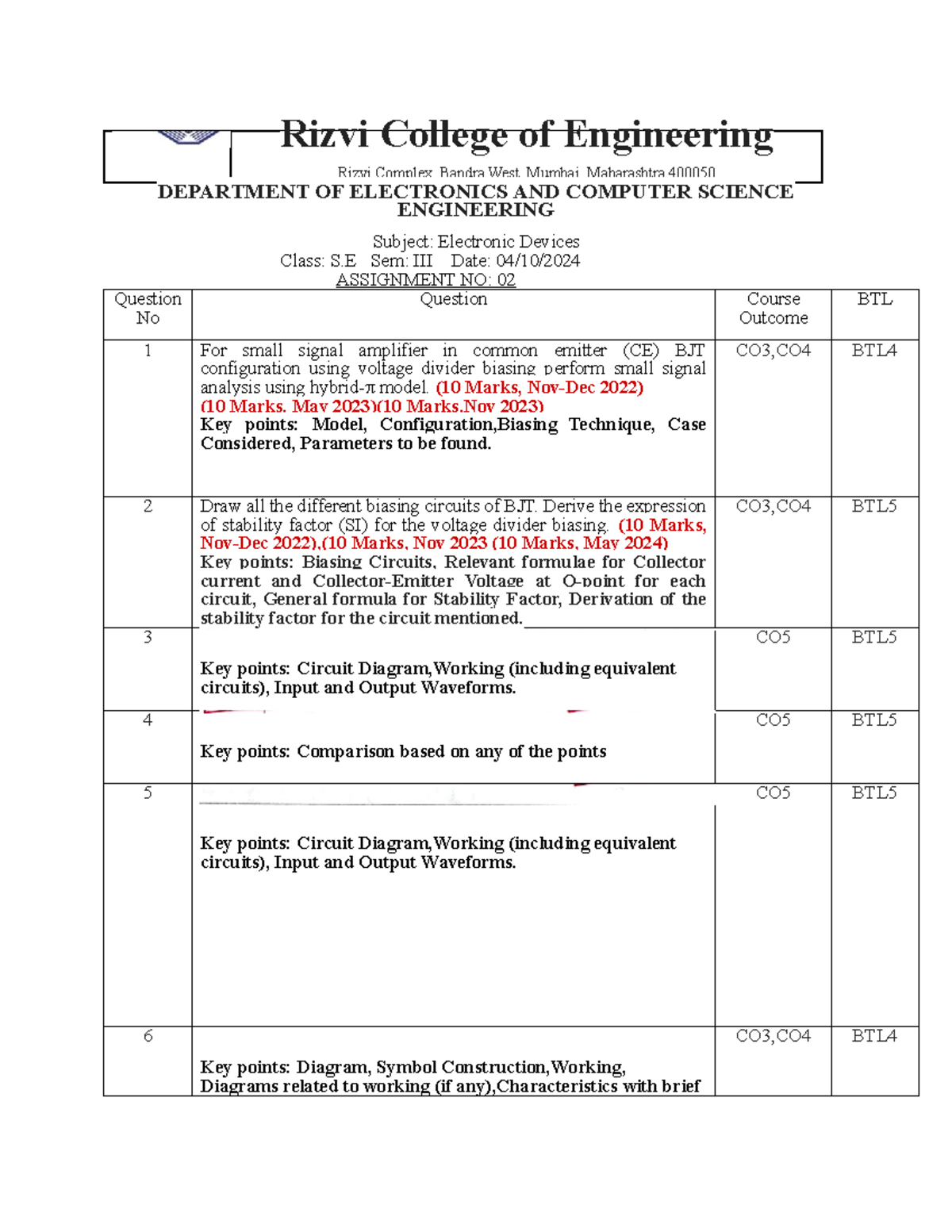Assignment No.2 2024-25 - Rizvi College of Engineering Rizvi Complex, Bandra West, Mumbai, - Studocu