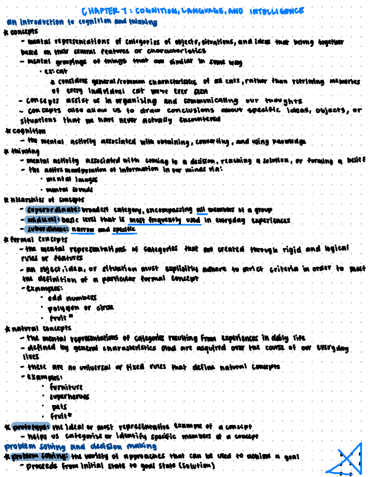 Psychology Notes Chapter 7 - CHAPTER T:COGNITION, LANGUAGE, AND ...