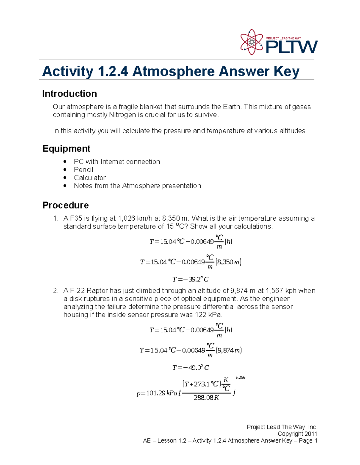 A1 2 4 Atmosphere Ans Key - Activity 1.2 Atmosphere Answer Key ...