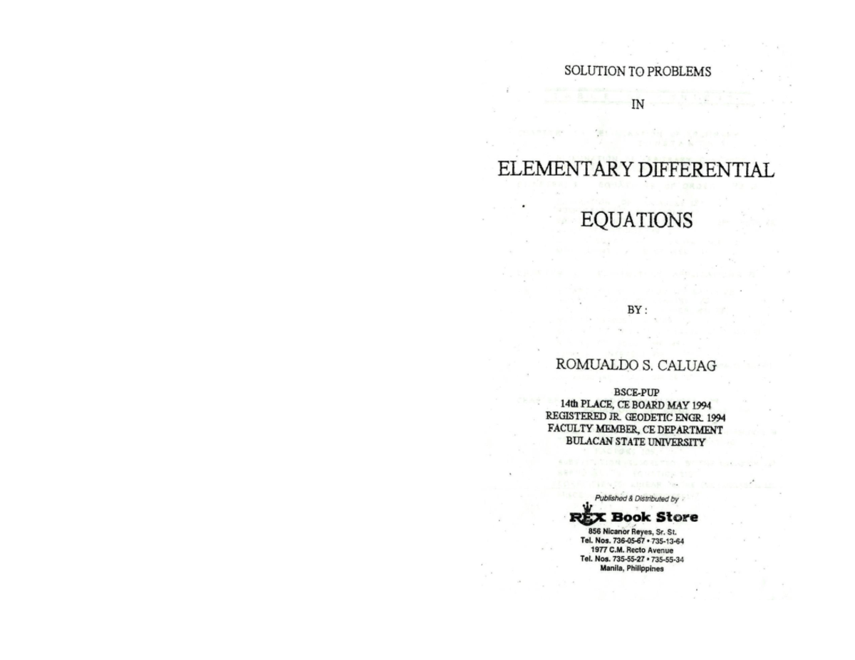 355986164 Solutions to Problems in Elementary Differential Equations ...