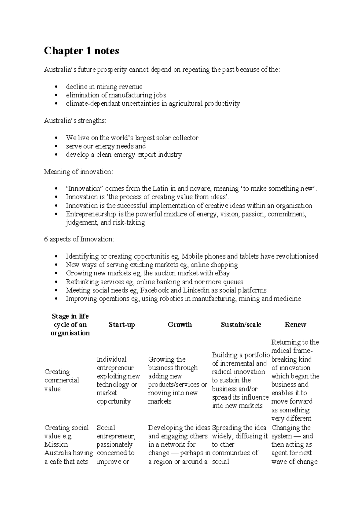 BUSM1006 Chapter 1 notes - Chapter 1 notes Australia’s future ...