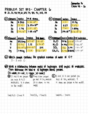 Problem SET #4 CH5 - Samantha V CHEM 40 SU PROBLEM SET #4- CHAPTER 5 # 87 , 89,91 , 93,95 , 97 ...