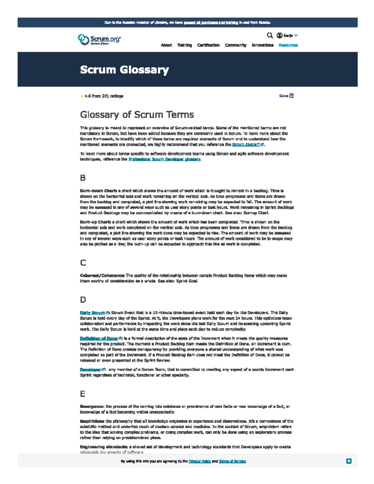 Scrum Glossary - Computer Science - Studocu