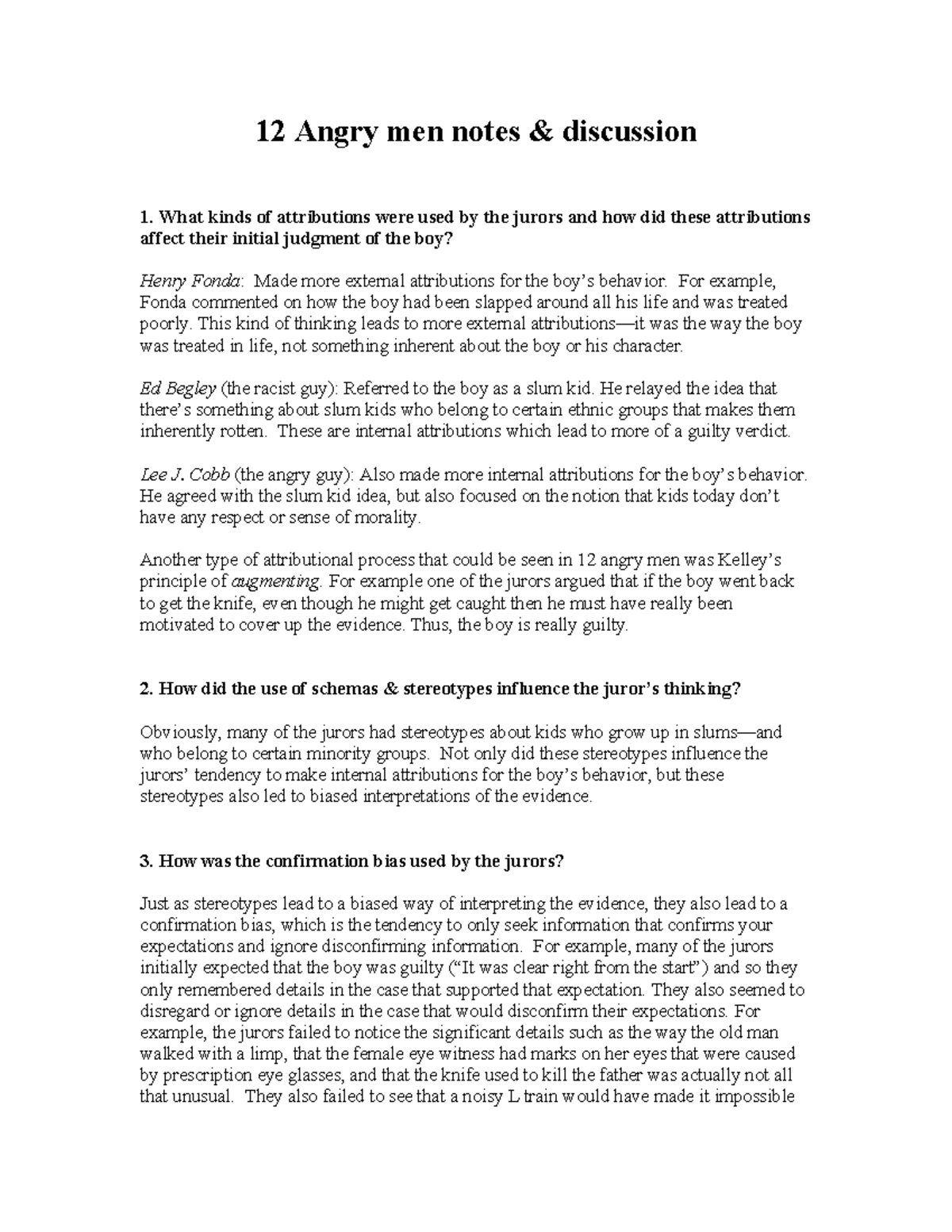 12 Angry men notes - here u go - 12 Angry men notes & discussion What ...