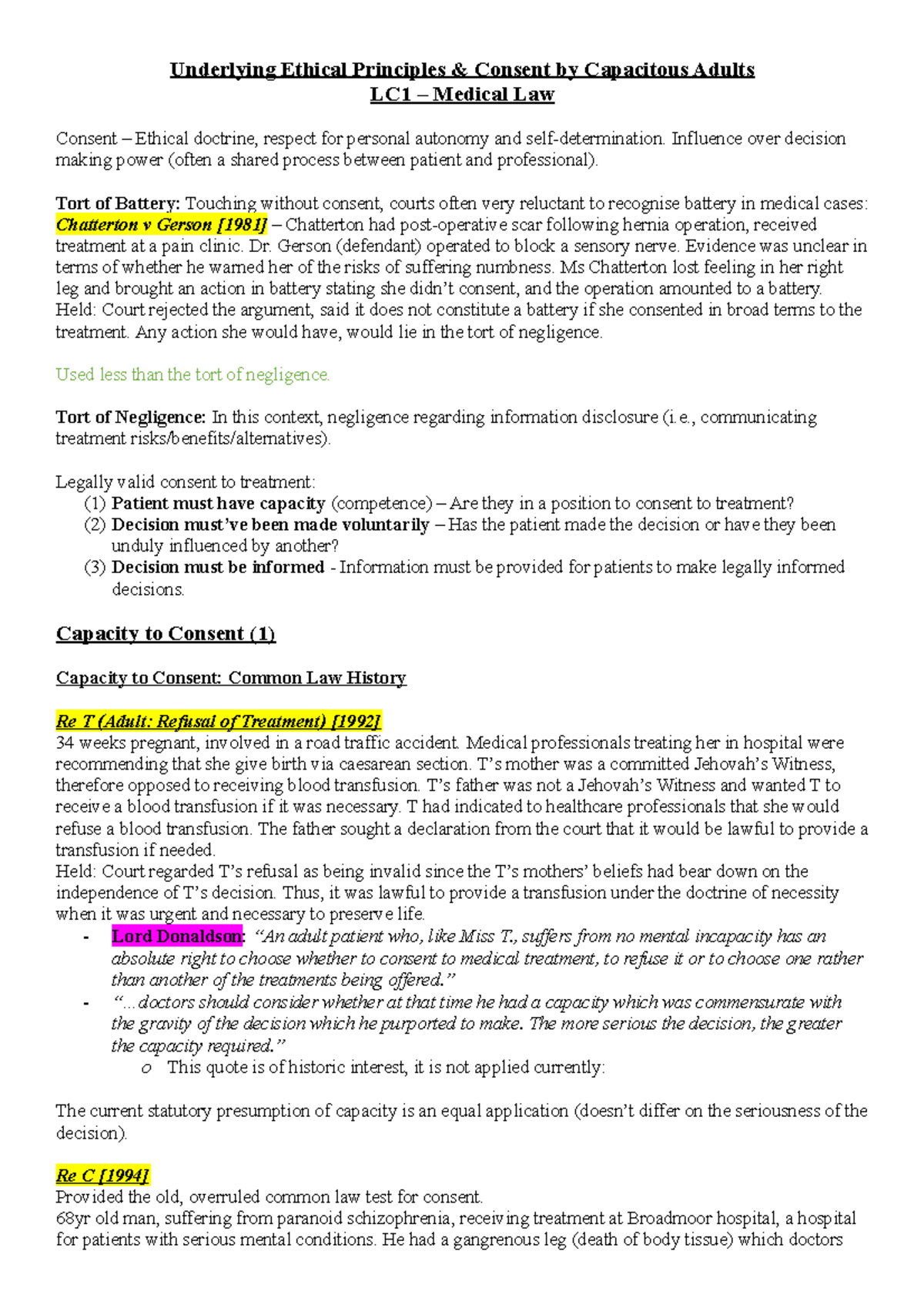 Consent to Medical Treatment - Underlying Ethical Principles & Consent ...