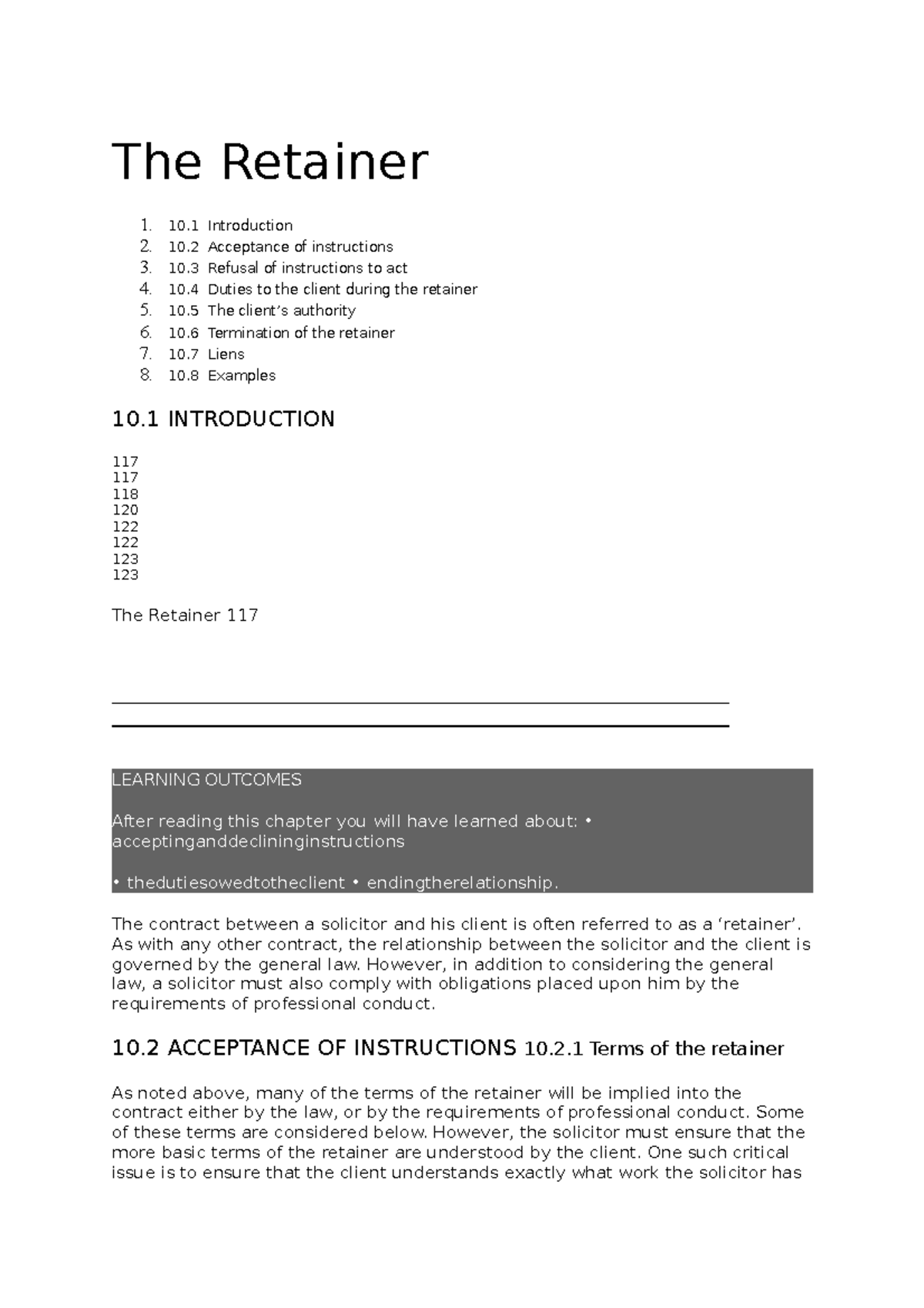 The Retainer Chapter 10 - The Retainer 1. 10 Introduction 2. 10 ...