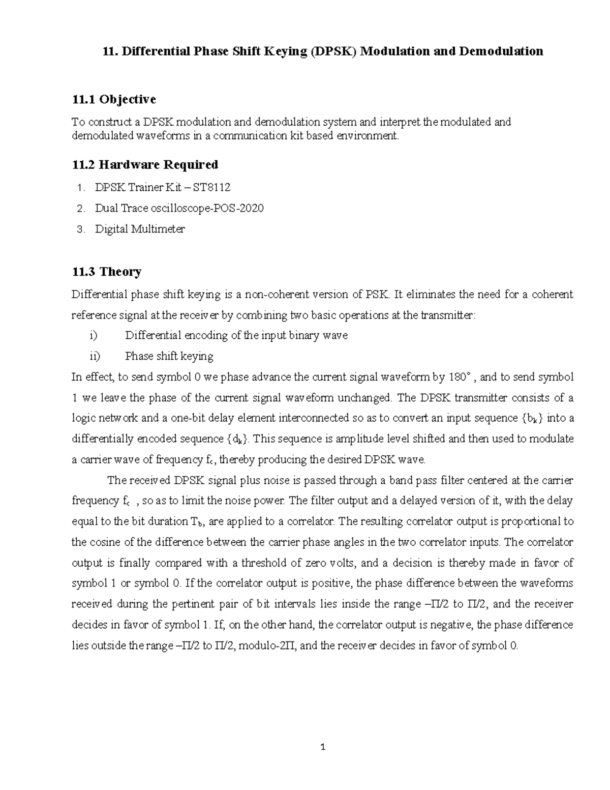 p.11-DPSK Modulation and Demodulation dskbfdsjkbf dsfbsdkjf sdjfbsdfi ...