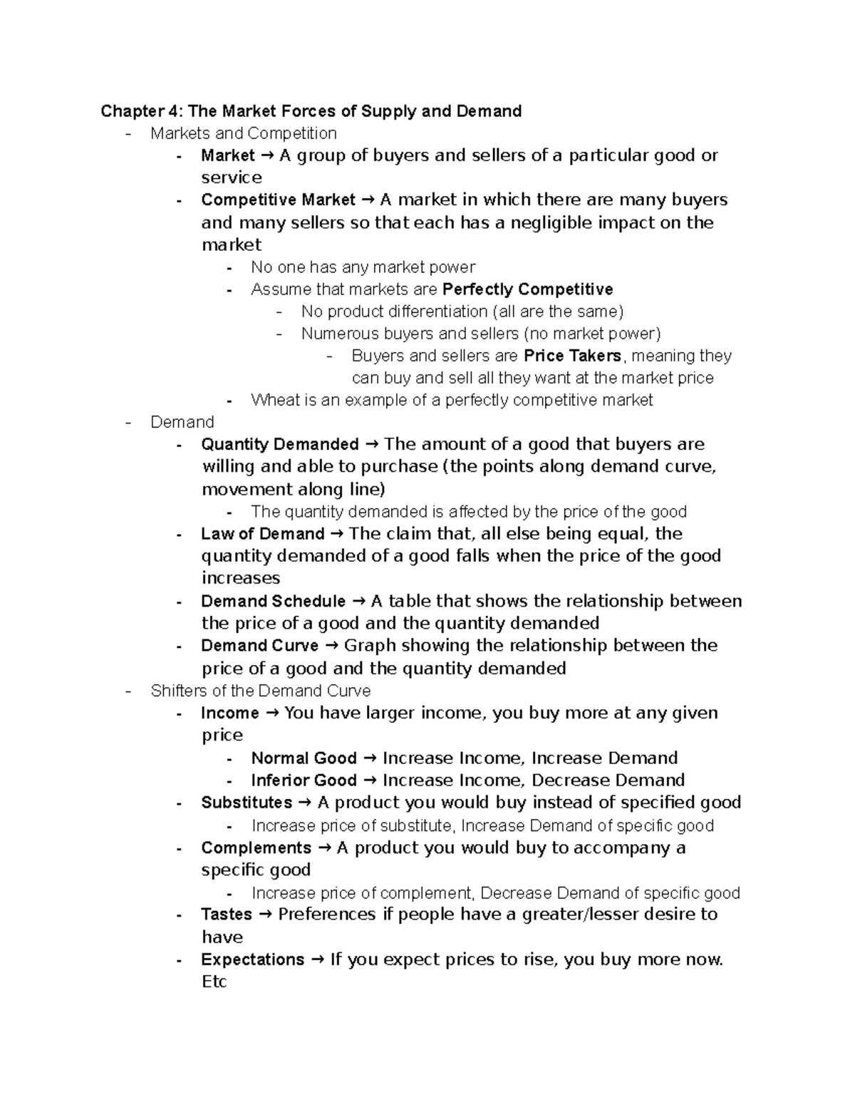 Principles of Economics Chap 4, 5, and 7 - Chapter 4: The Market Forces ...