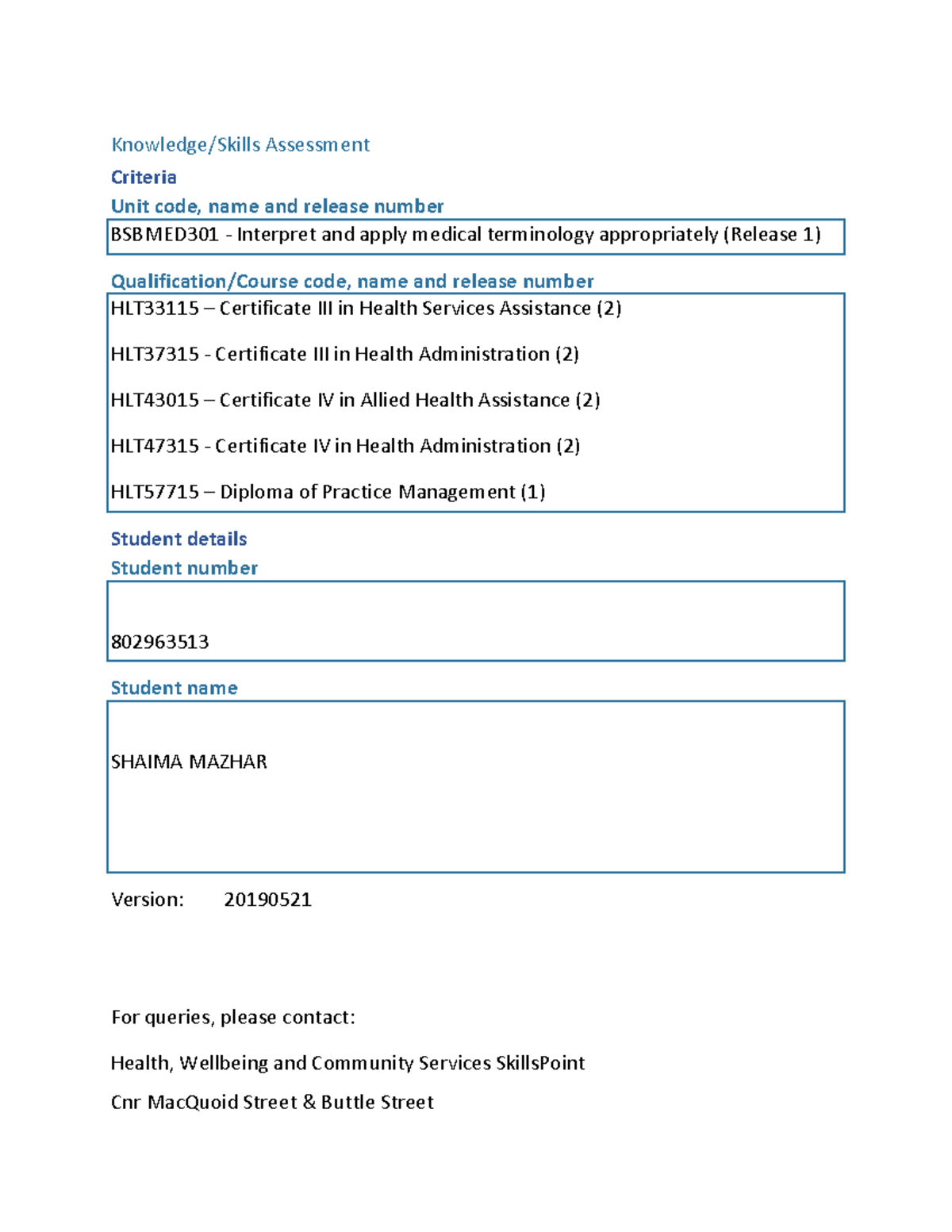 Bsbmed 301 - Interpret and apply medical terminology appropriately ...
