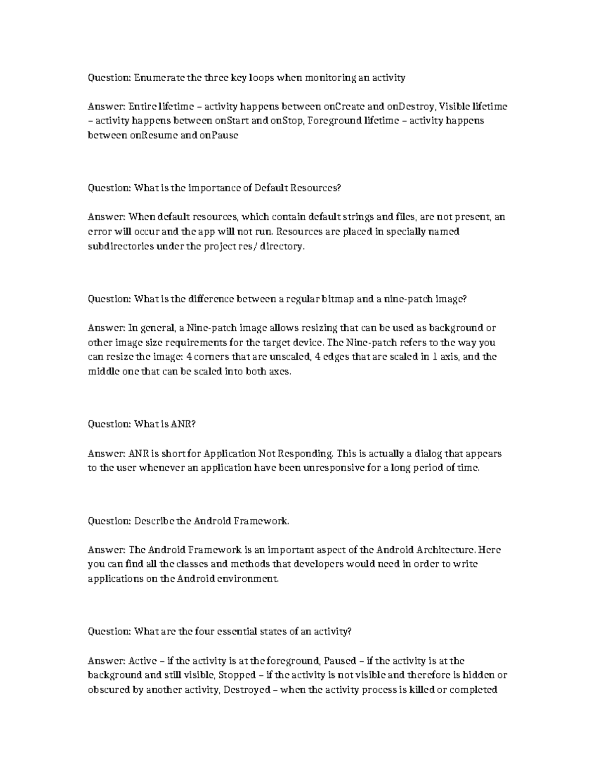 Smidgin preman battailous - Question: Enumerate the three key loops when monitoring an activity ...