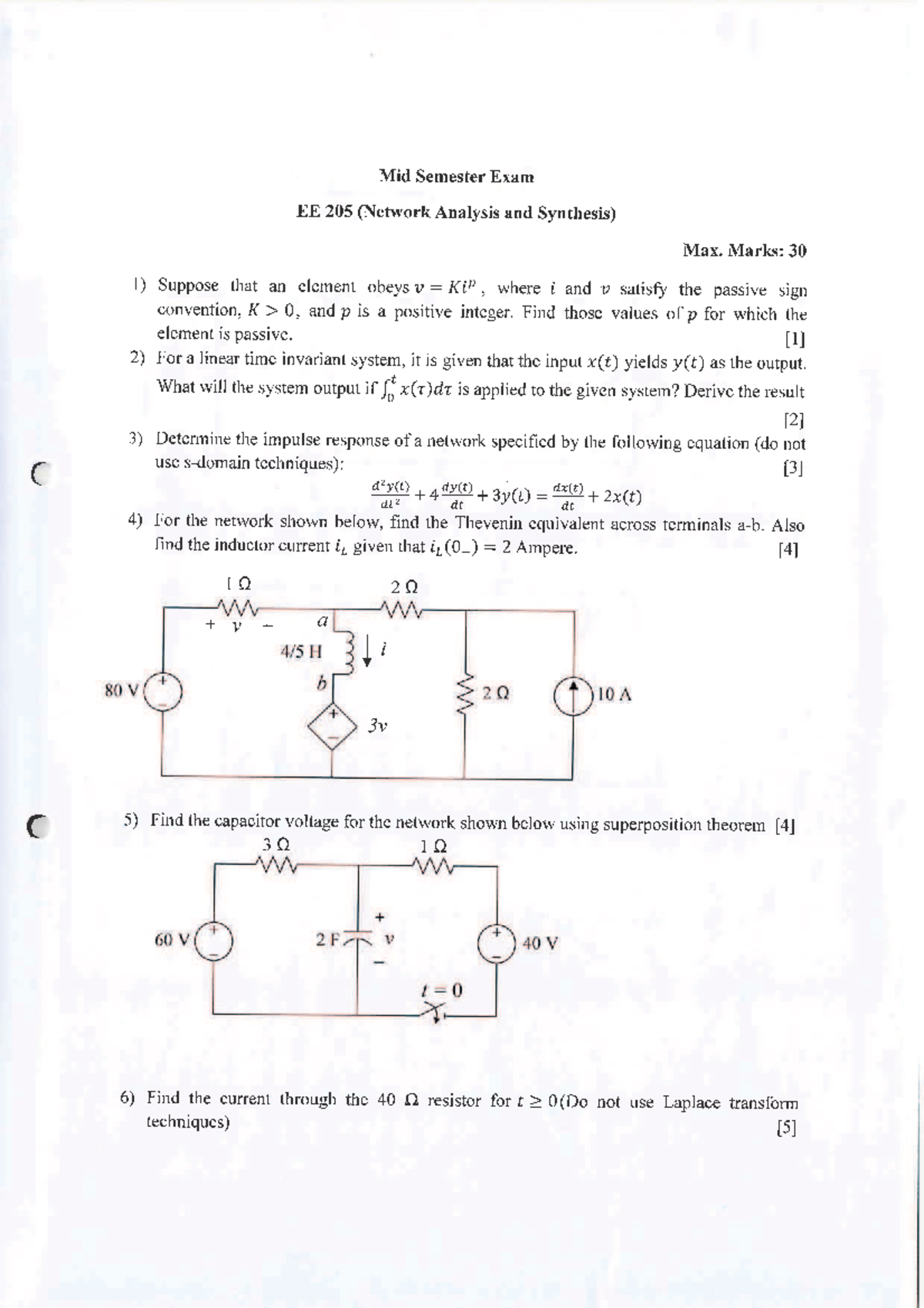 2019 (M - End Semester Exam paper - Network Analysis and Synthesis ...