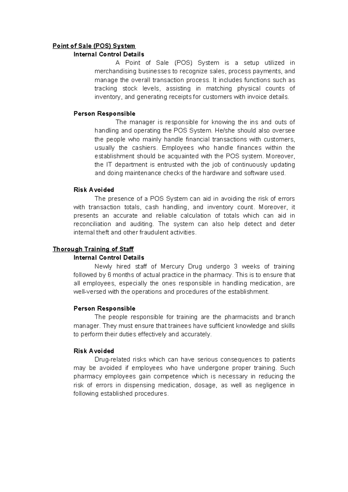 Dfdfd - Point of Sale (POS) System Internal Control Details A Point of ...