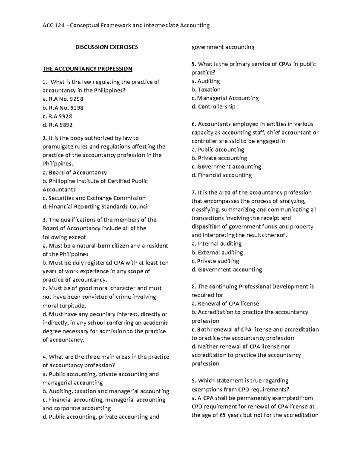 Conceptual-Framework Discussion-Exercises-for-print - DISCUSSION EXERCISES THE ACCOUNTANCY - Studocu