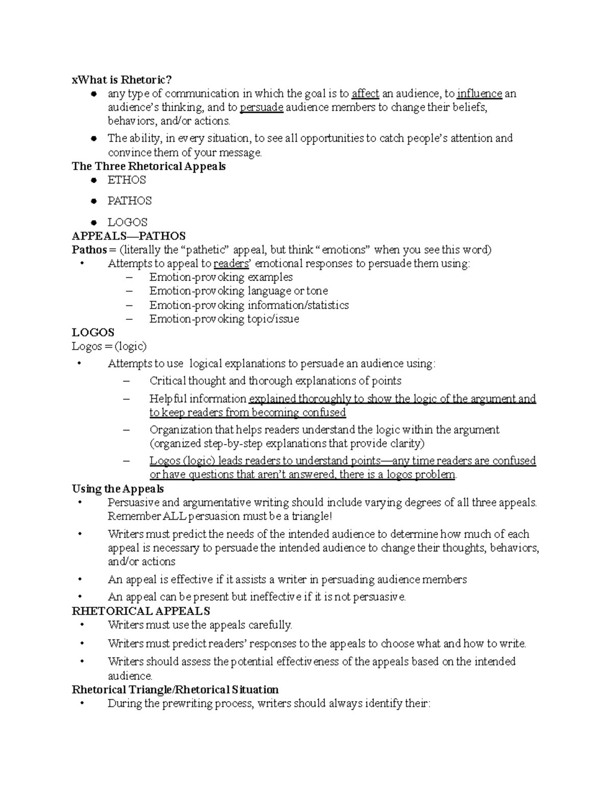 ENG105- notes 1 - xWhat is Rhetoric? any type of communication in which ...