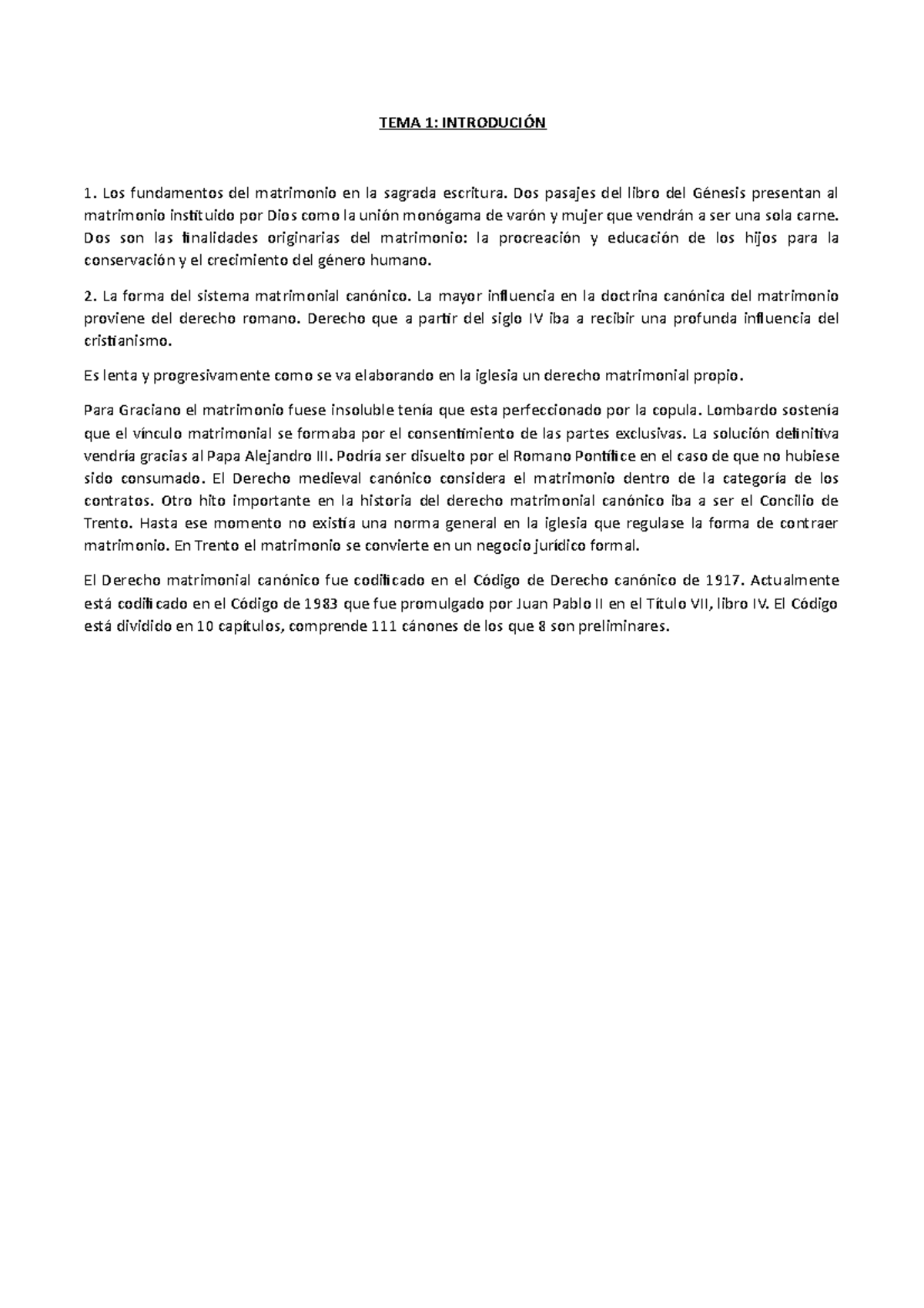 TEMA 1 Matrimonial - TEMA 1: INTRODUCIÓN Los fundamentos del matrimonio ...