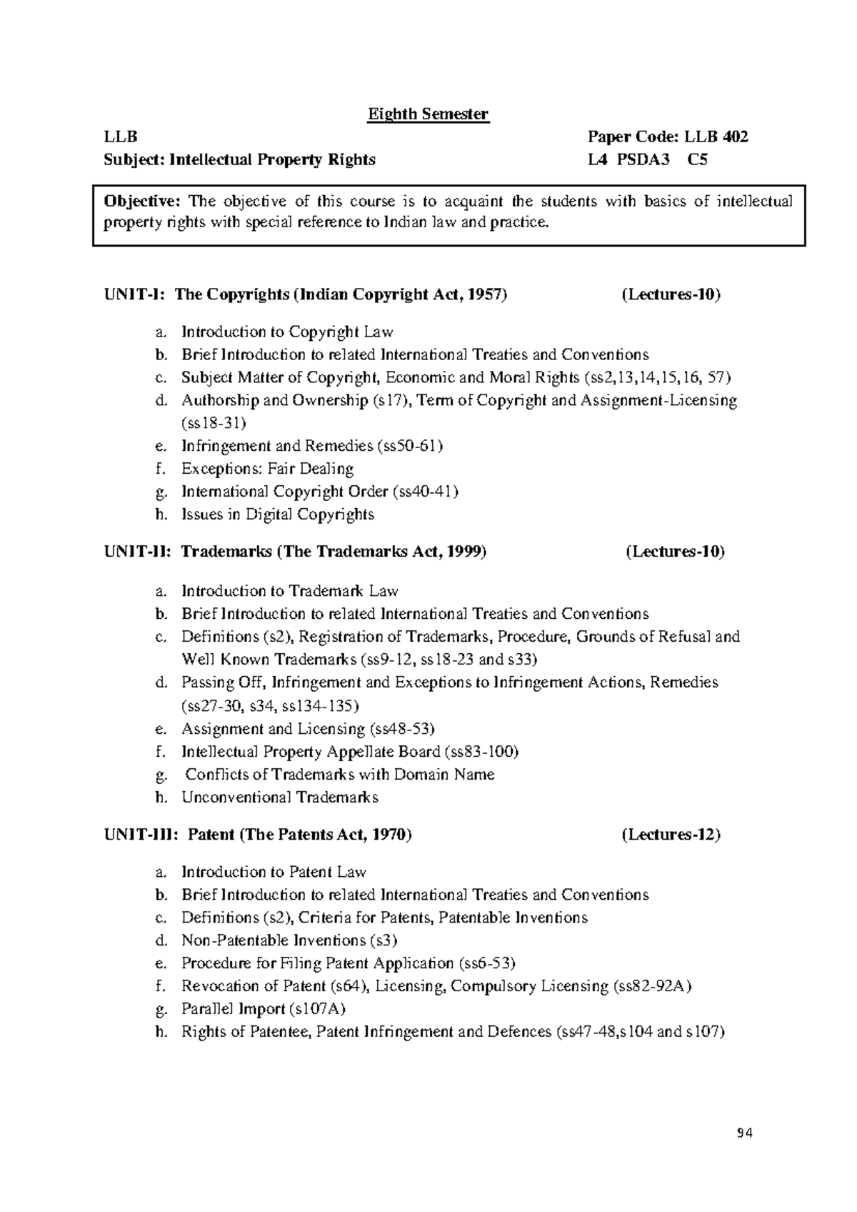 8th sem syllabus - NOTES VERY EASY - Eighth Semester LLB Paper Code ...