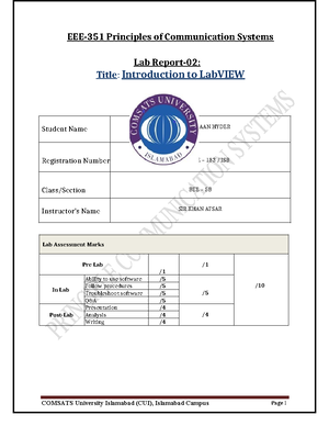 Lab Report-07 - EEE35 1 - Principles of Communication Systems Lab Report- 07 Name Syed Shayaan ...