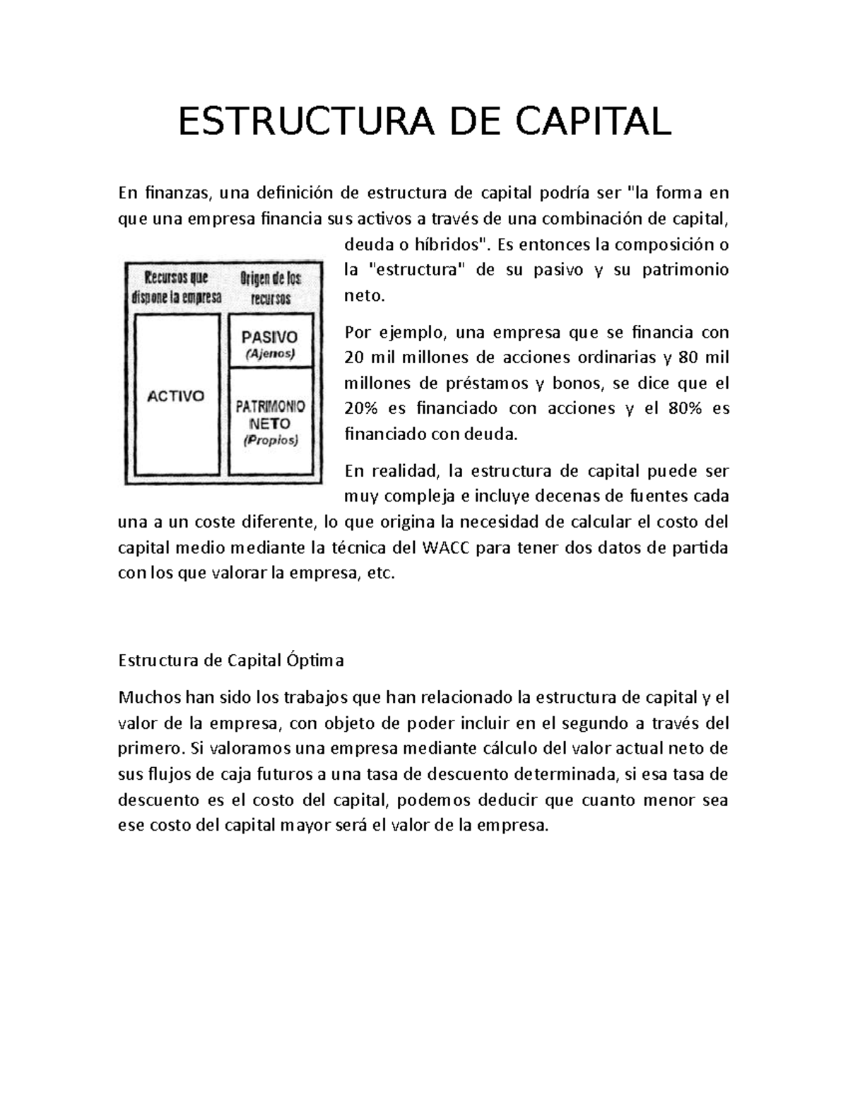 Estructura DE Capital - ESTRUCTURA DE CAPITAL En finanzas, una ...
