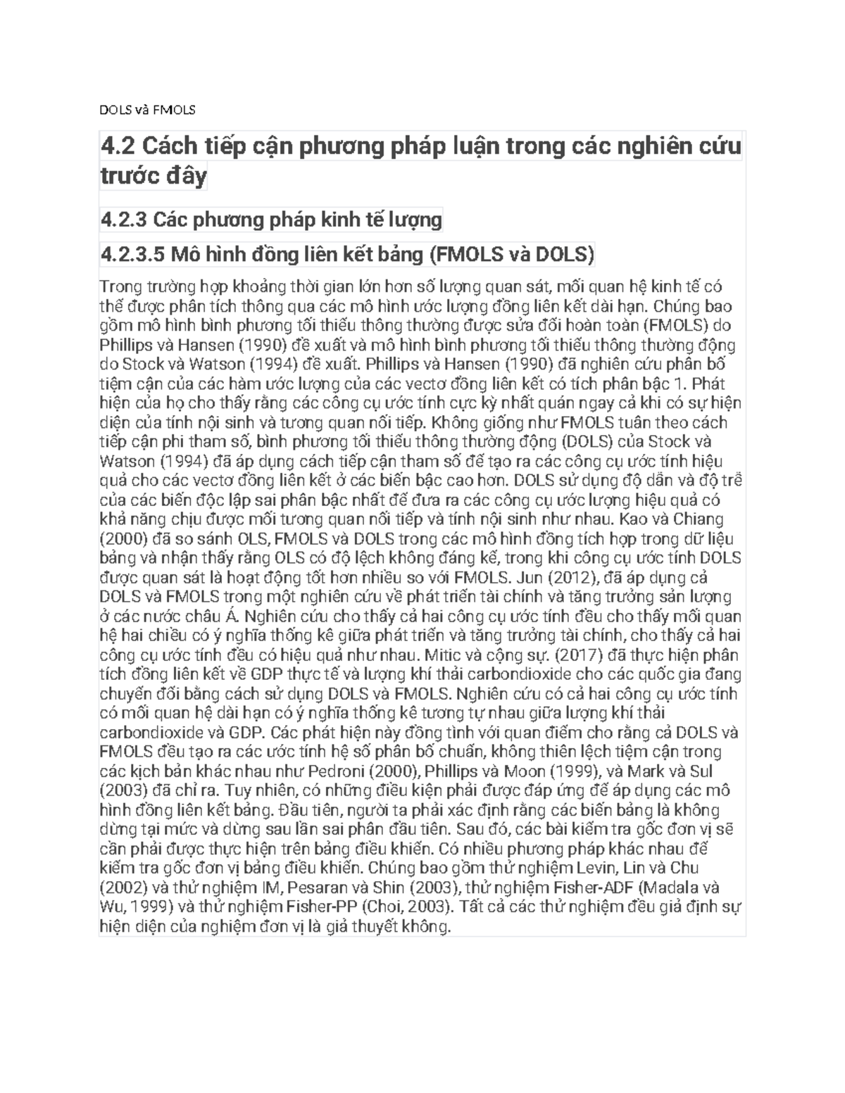 DOLS and Fmols - DOLS và FMOLS 4 Cách tiếp cận phương pháp luận trong ...