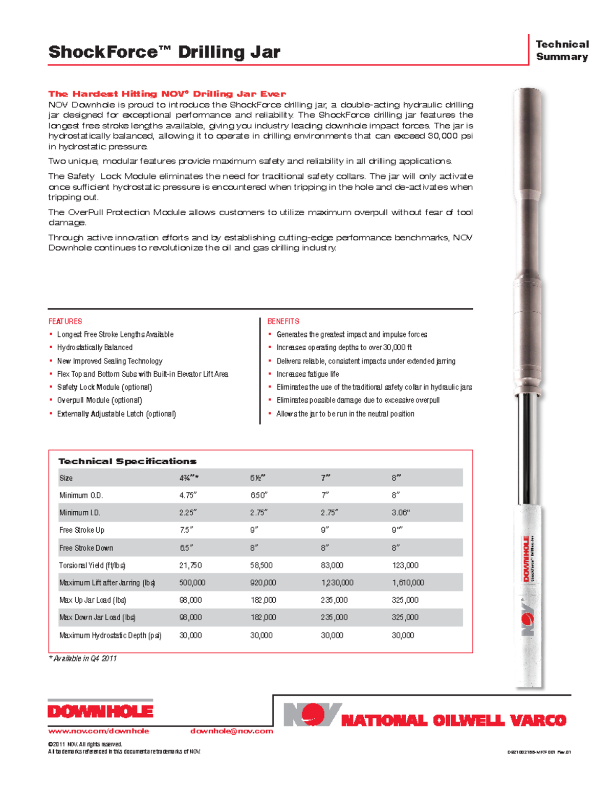 NOV Shock Force Drilling Jar Technical Summary - nov/downhole downhole ...