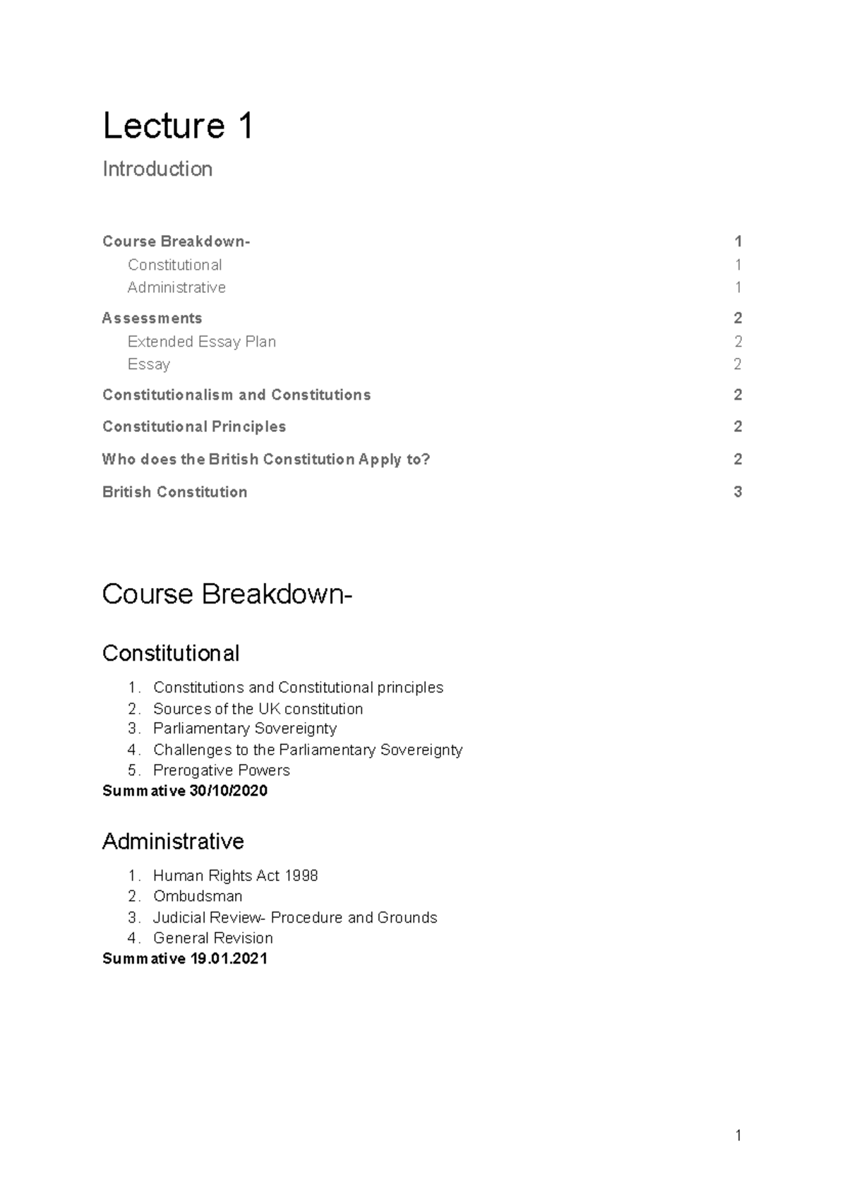 C&AL Lecture 1 - Introduction and course breakdown - Lecture 1 ...